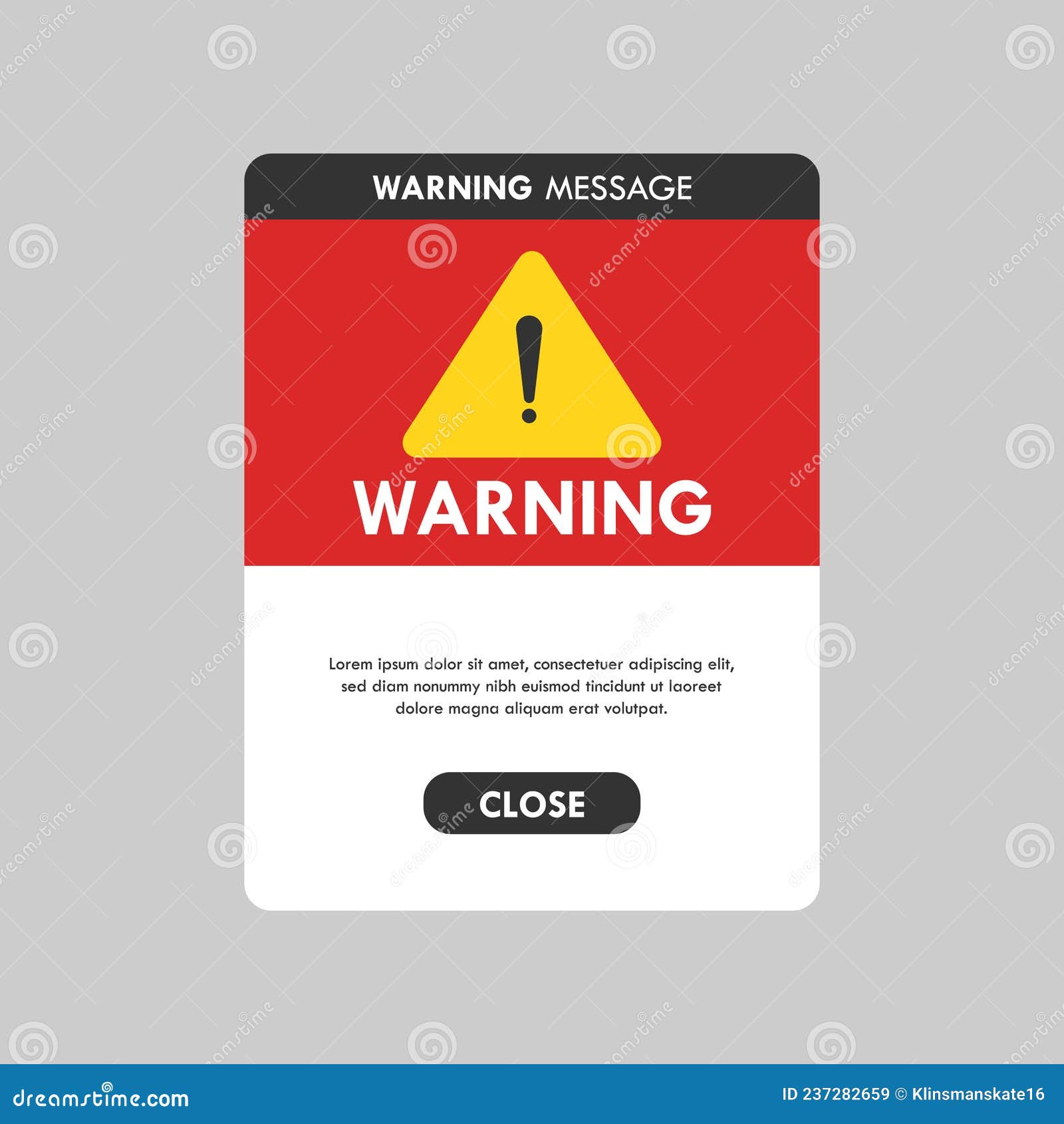 Flat Design Warning Pop Up Vector Stock Vector - Illustration of ...