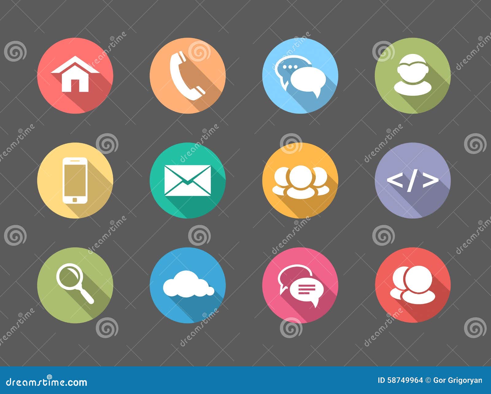 Flat Design Web, Communication Icons: Internet Stock Vector ...
