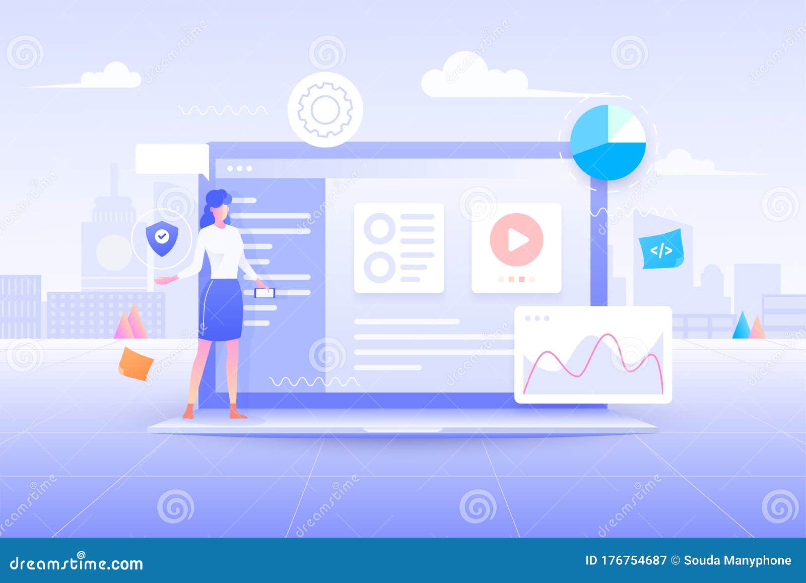Flat Design Of Web Development User Interface Application Design