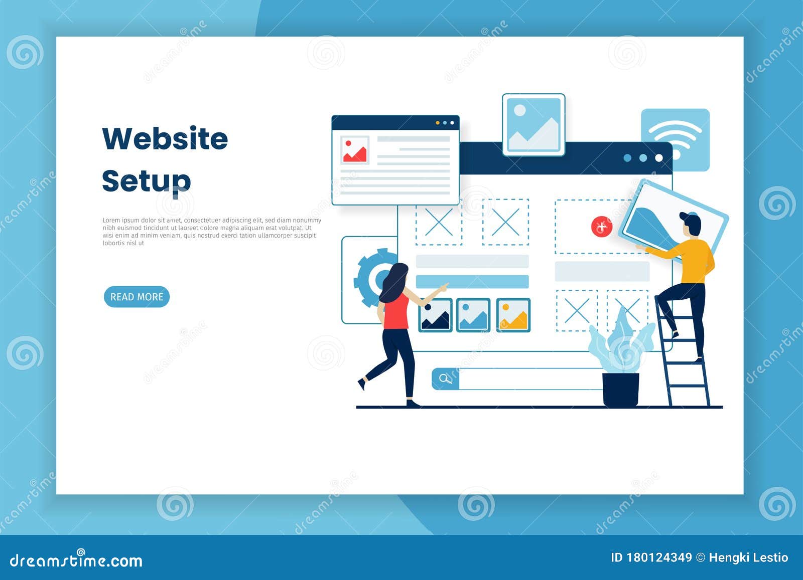 Flat Design Website Setup Illustration Webpage Stock Vector ...