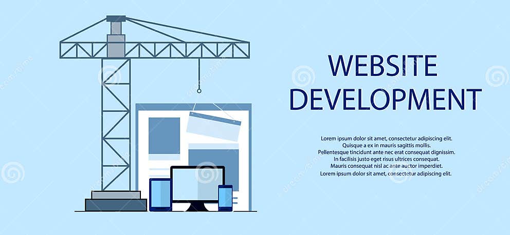Flat Design of Website Under Construction, Web Page Building Process ...