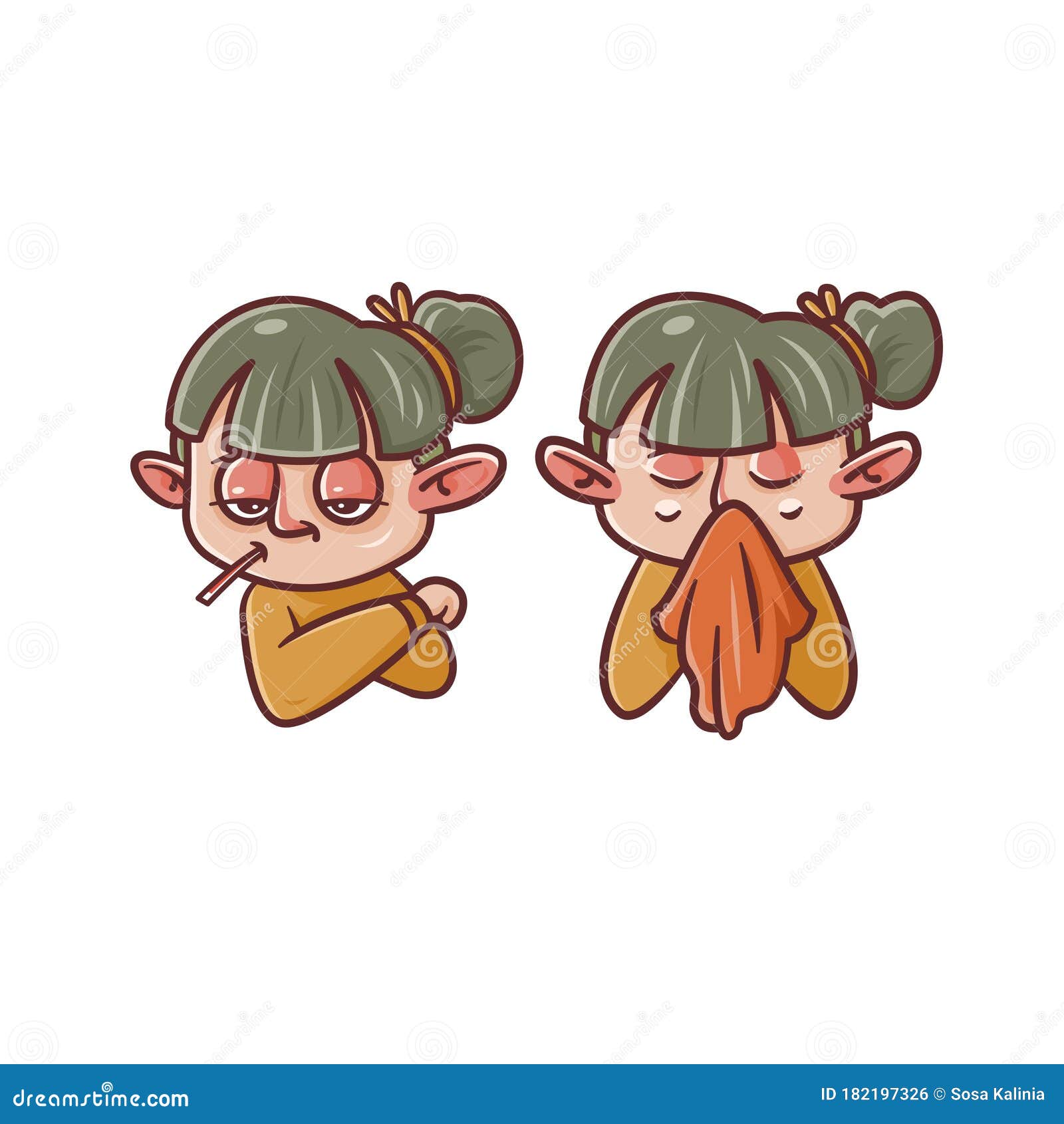 Flat Design of a Woman Having a Cold Stock Illustration - Illustration ...