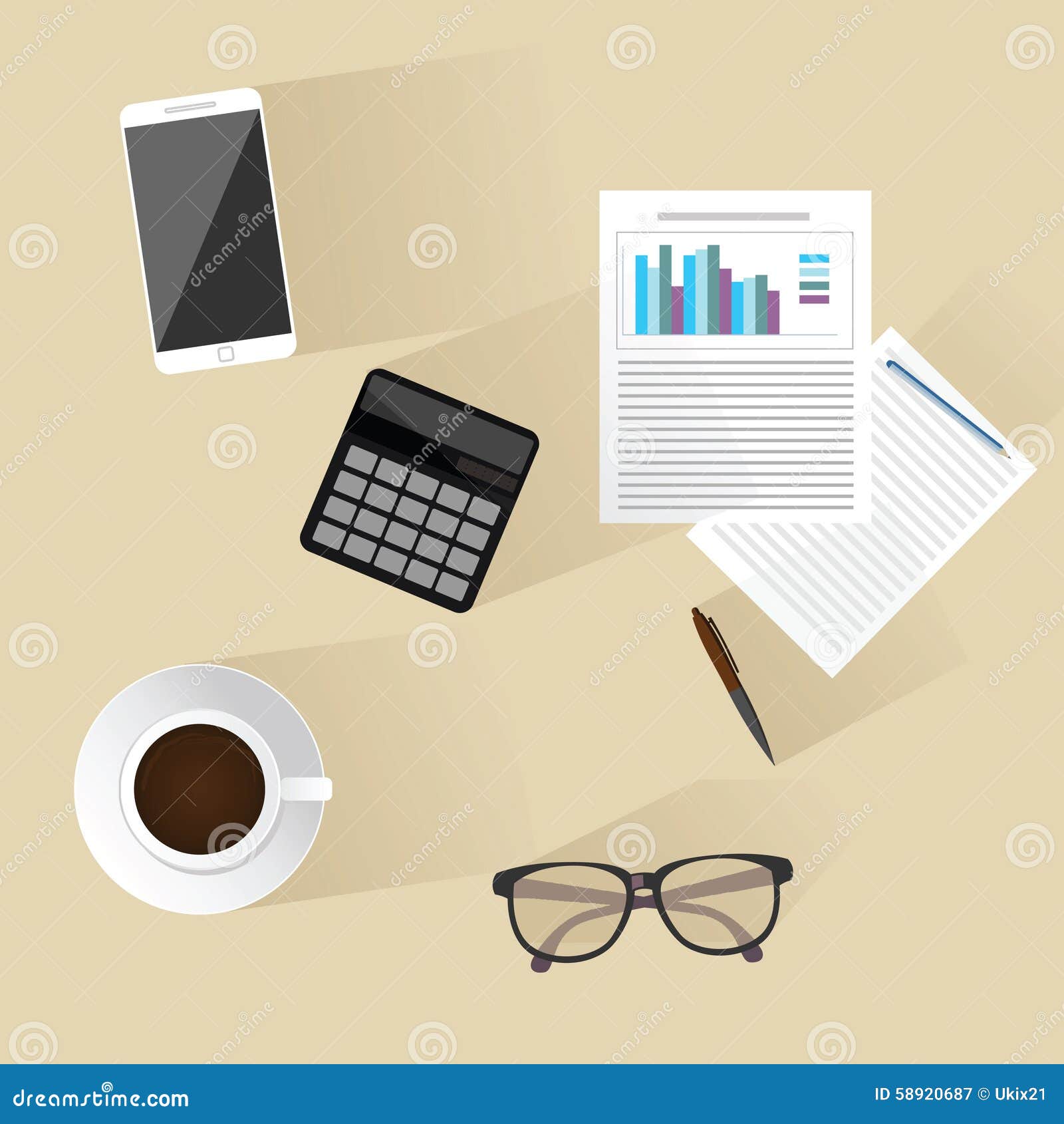 Flat design work stock illustration. Illustration of graph - 58920687