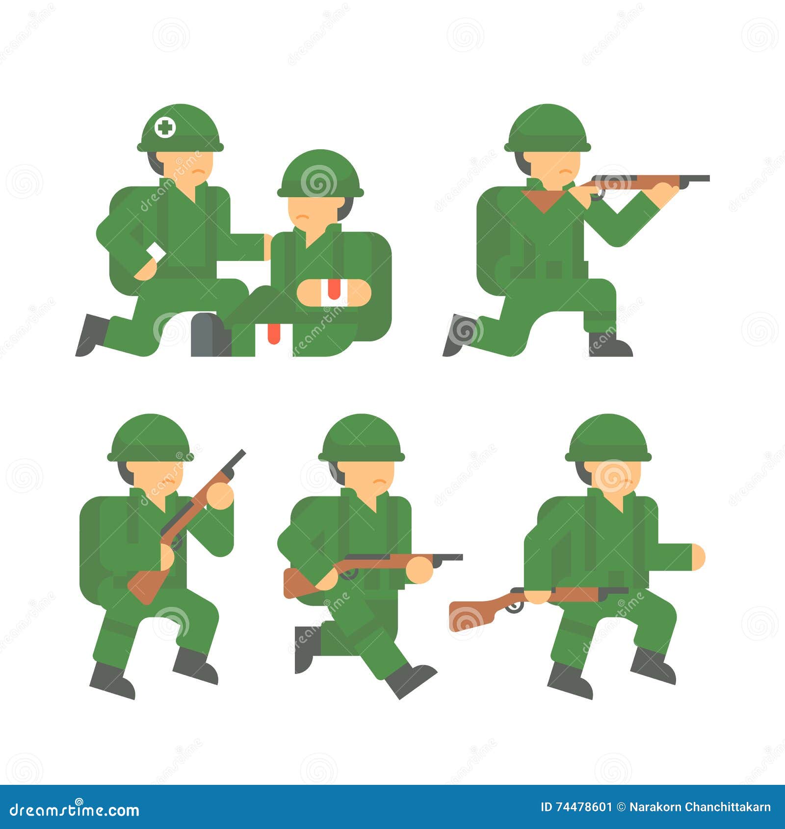 World War Two Soldier American Marching Cartoon Circle Royalty-Free ...