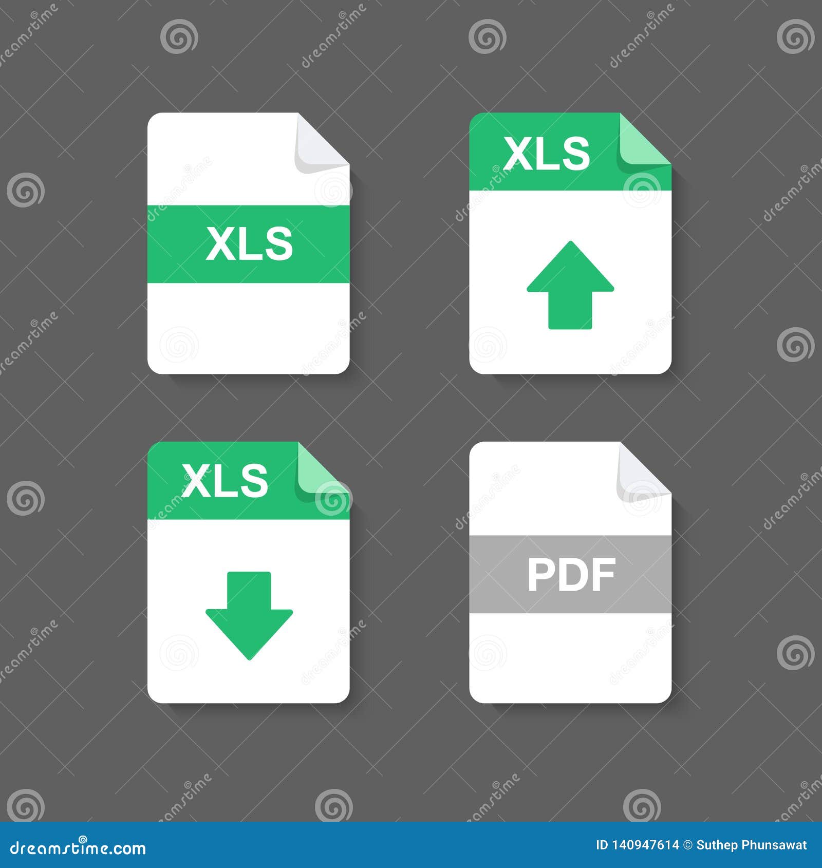 Flat Design with XLS Files Download Document,icon,symbol Set, Vector ...