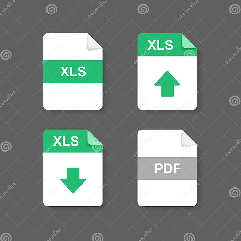 Flat Design with XLS Files Download Document,icon,symbol Set, Vector ...