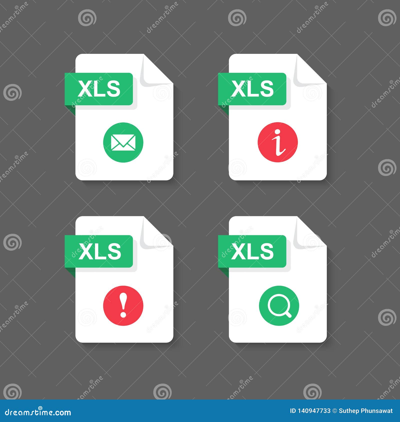 Flat Design with XLS Files Download Document,icon,symbol Set, Vector ...