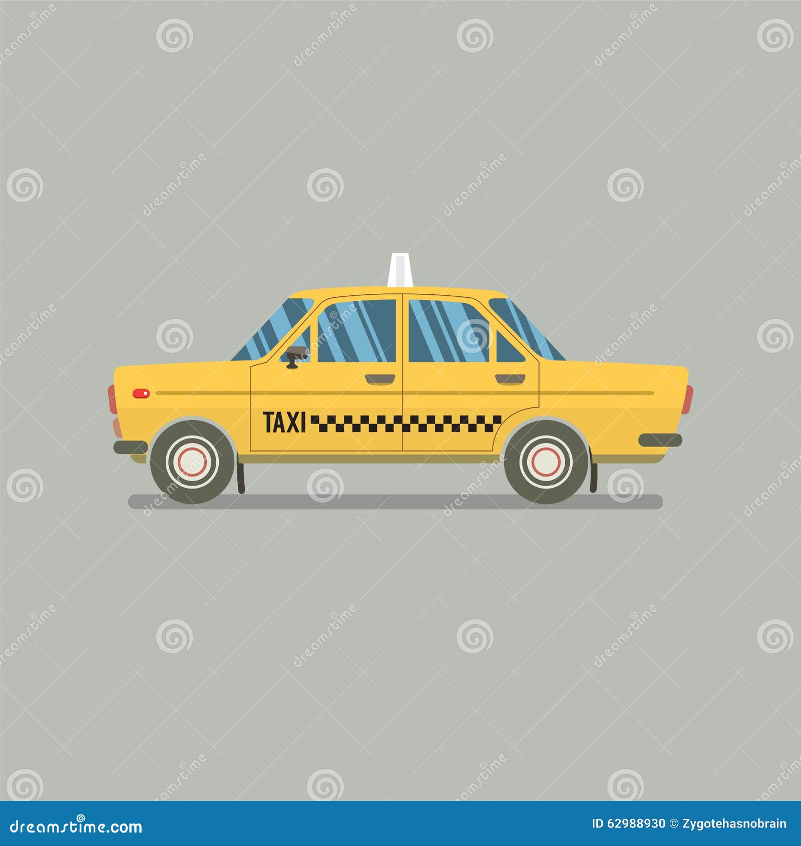 Flat Design Yellow Taxi. stock vector. Illustration of yellow - 62988930