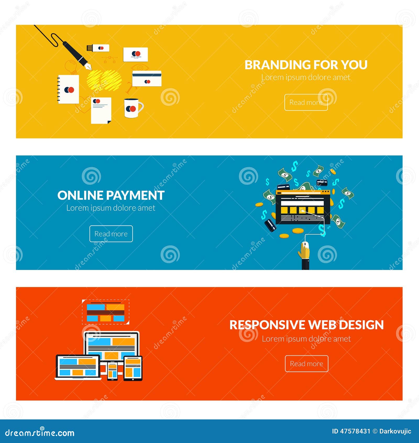 Flat designed banners stock vector. Illustration of marketing - 47578431