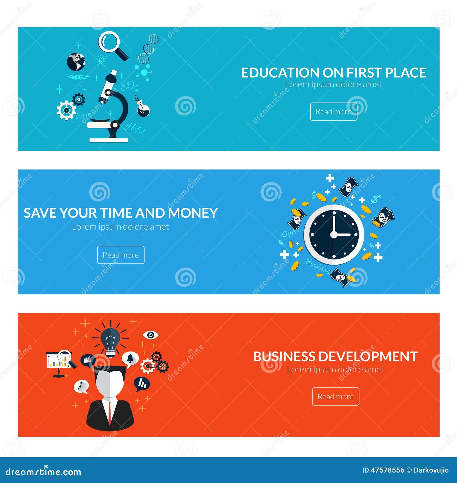 Flat designed banners stock vector. Illustration of abstract - 47578556