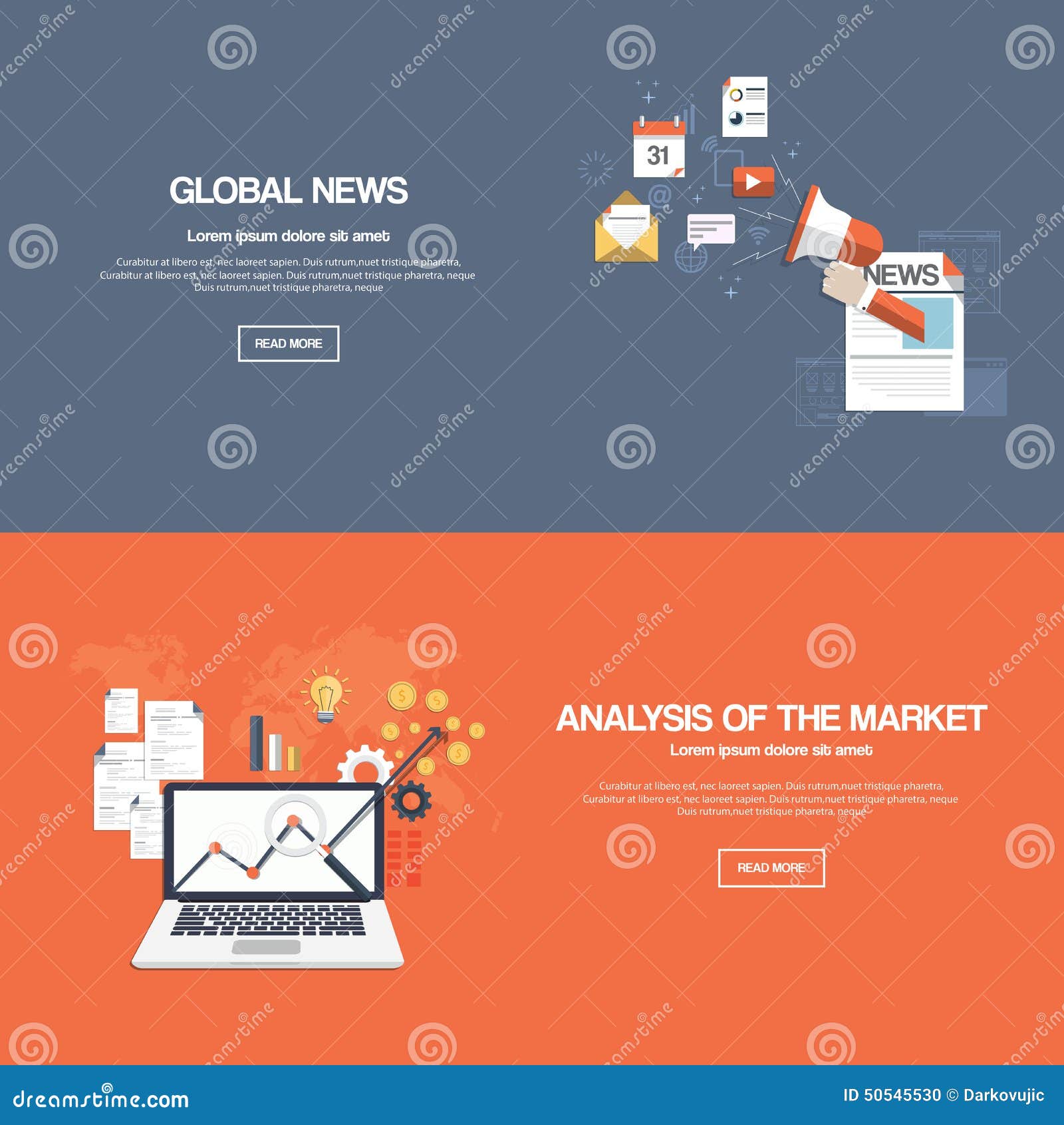 Flat designed banners stock vector. Illustration of flat - 50545530