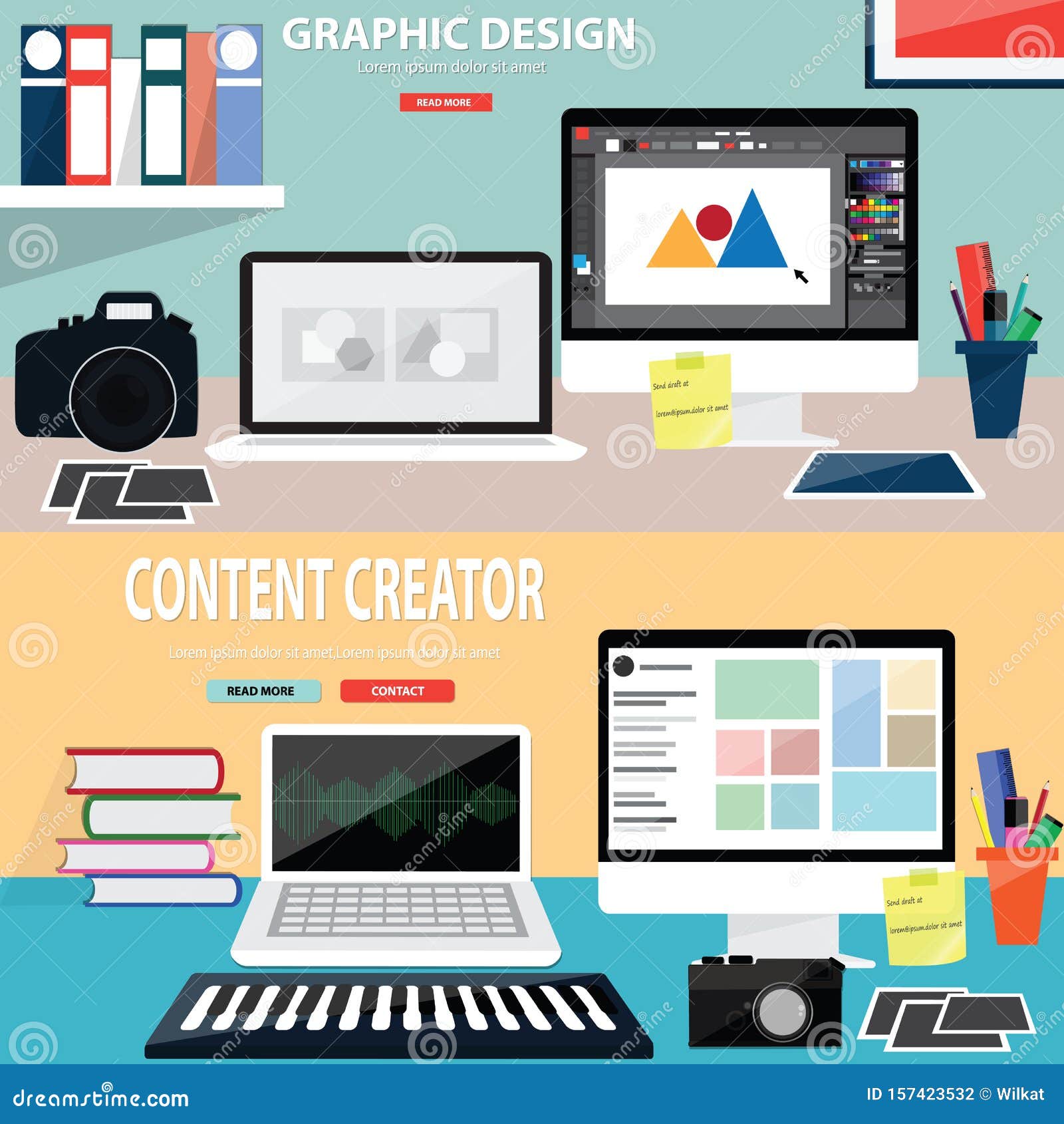 Flat Designed Banners for Graphics Design and Content Creator Design ...