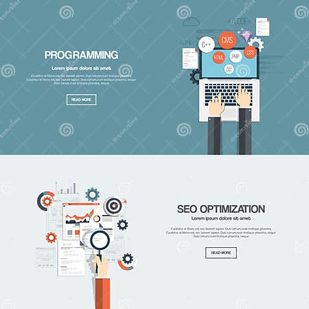 Flat designed banners stock vector. Illustration of development - 48543538