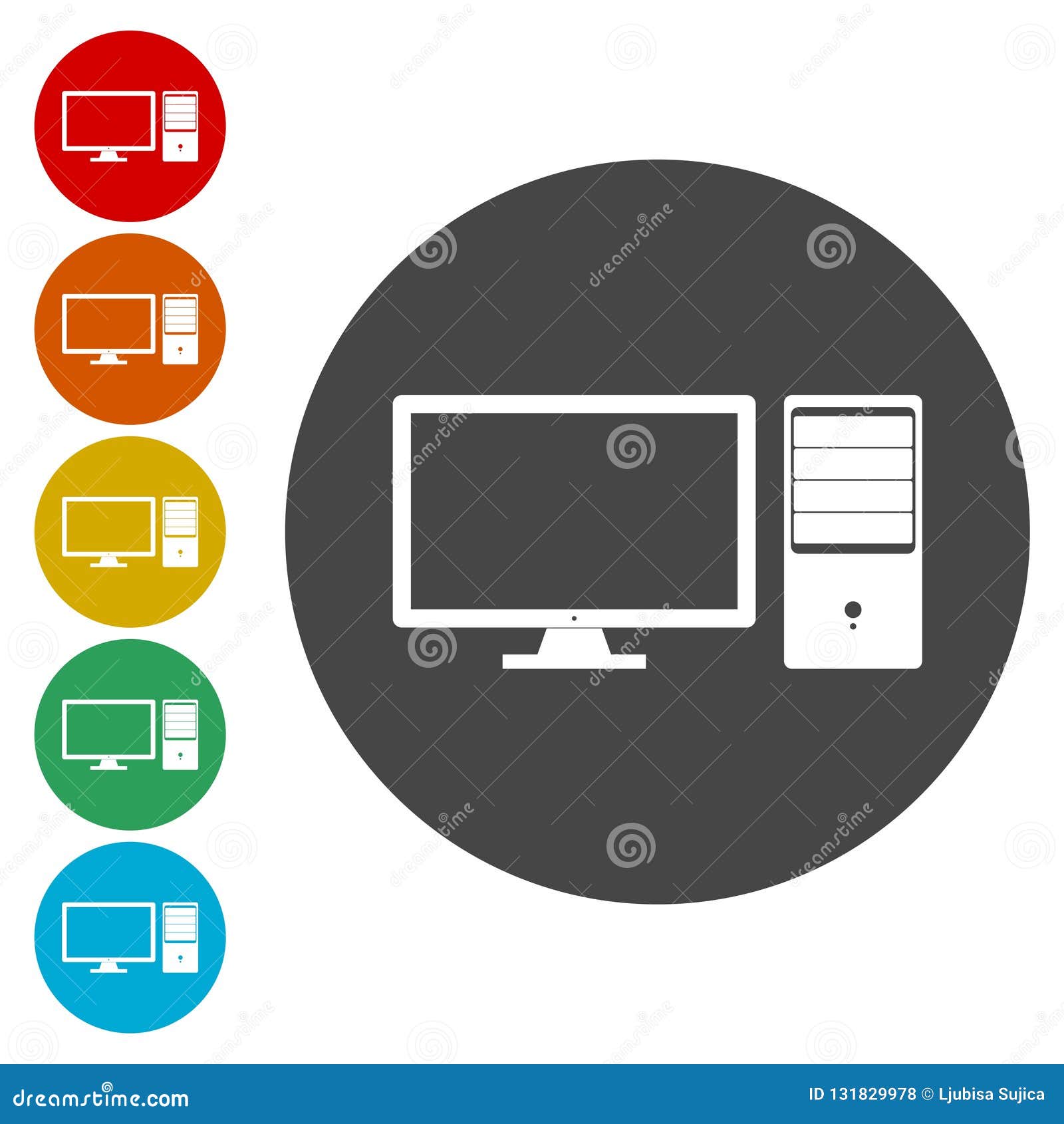 Flat Desktop Computer Icon Set Stock Vector - Illustration of portable ...