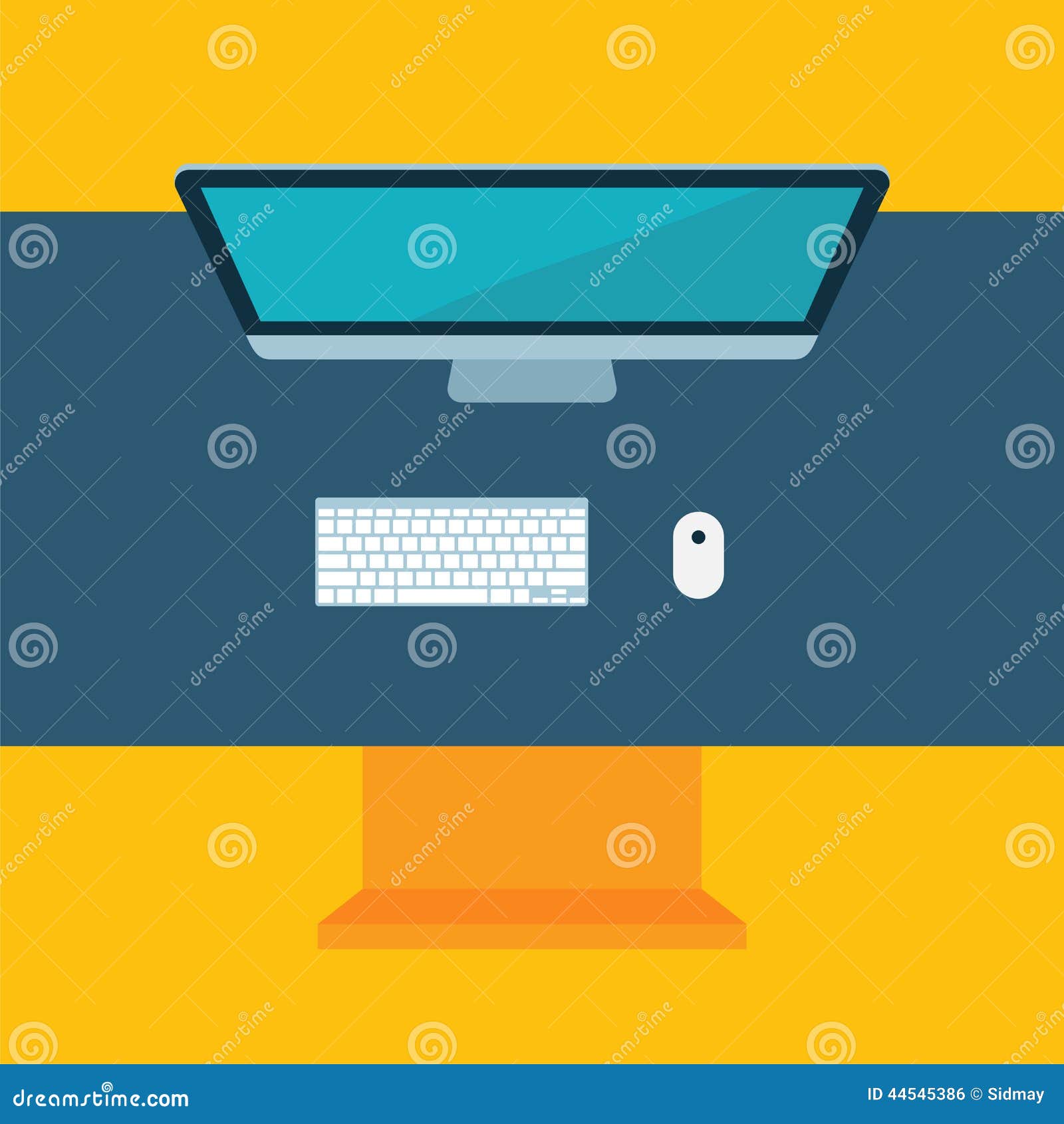 Flat Desktop Design, Workspace with Computer Mose Stock Vector ...