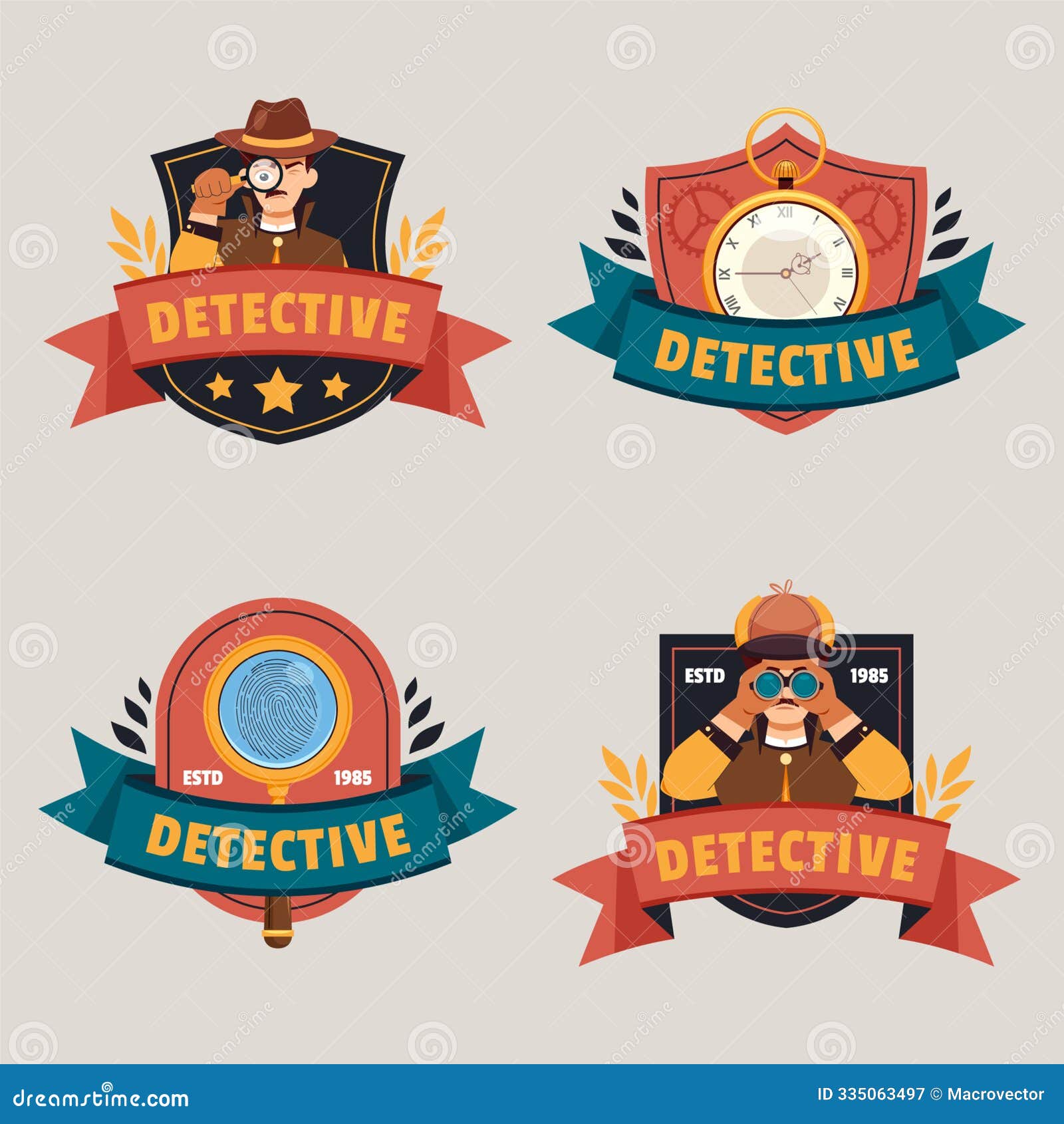 Flat Detective Agency Logo Design. Vector Illustration | CartoonDealer ...