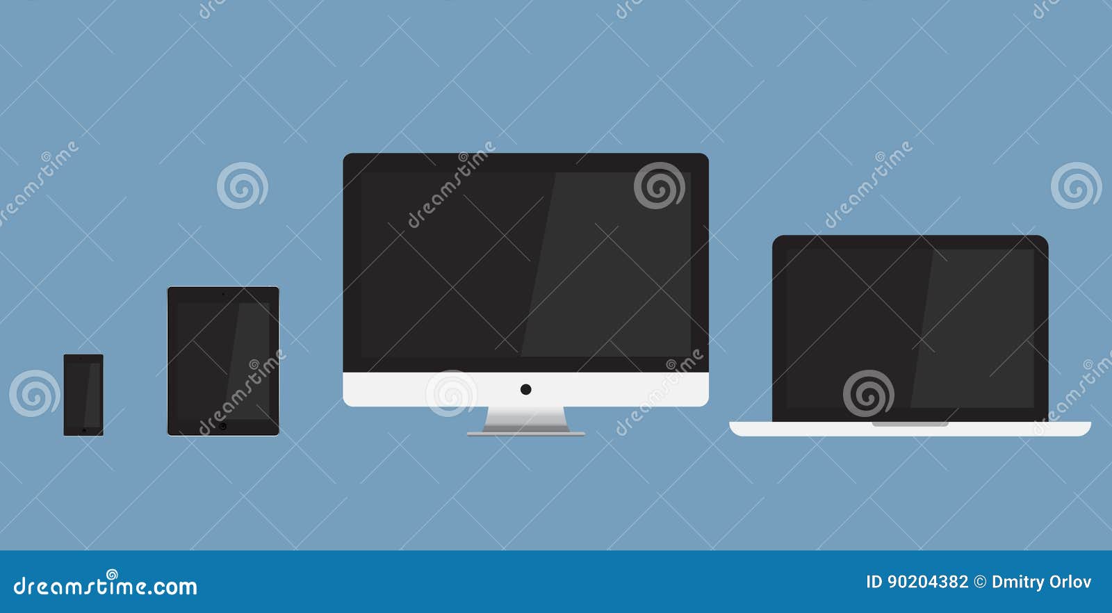Flat Device Icons Isolated on Blue Background Stock Vector ...