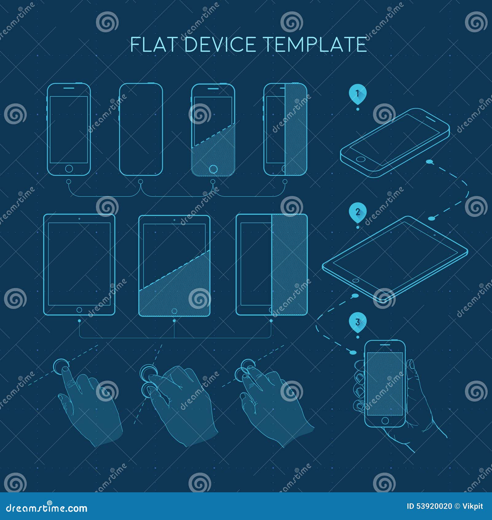 Flat Devise Line Drawings Gadgets Stock Vector - Illustration of ...