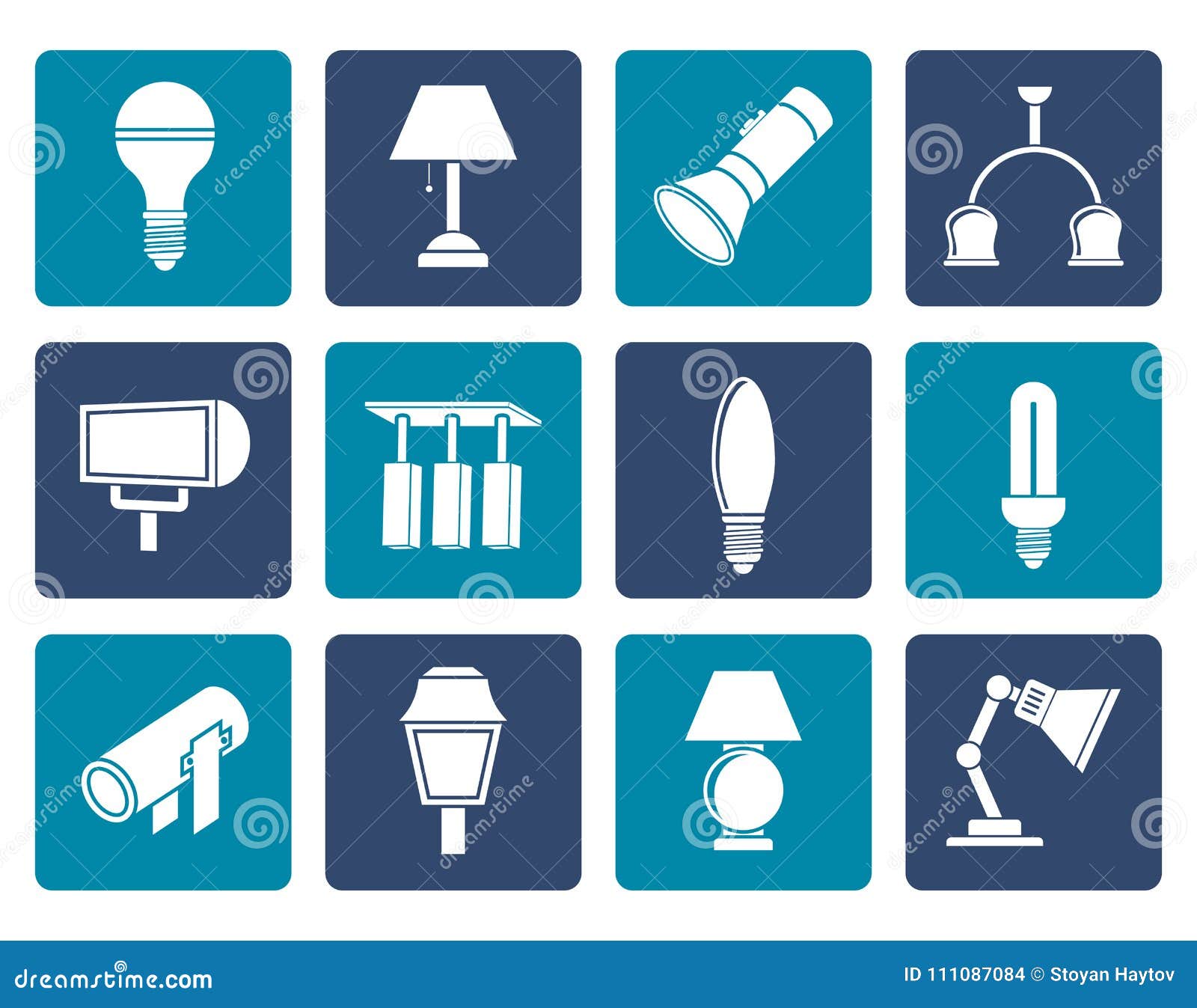 Flat Different Kind of Lighting Equipment Stock Vector - Illustration ...