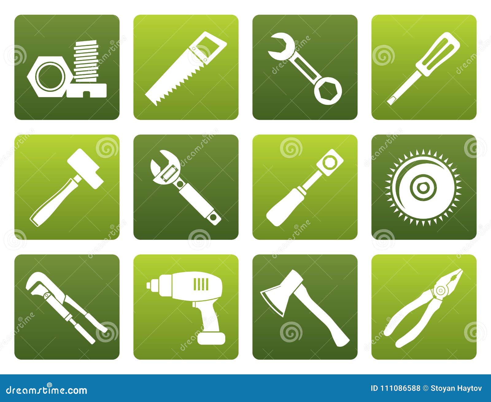 Flat Different Kind of Tools Icons Stock Vector - Illustration of sign ...