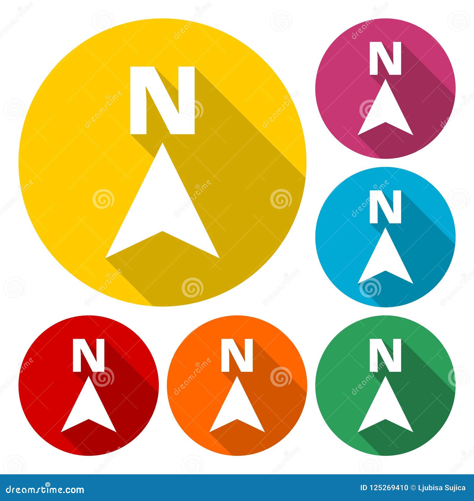 Flat Direction Arrow Icon Set, North Direction Compass Stock Vector ...