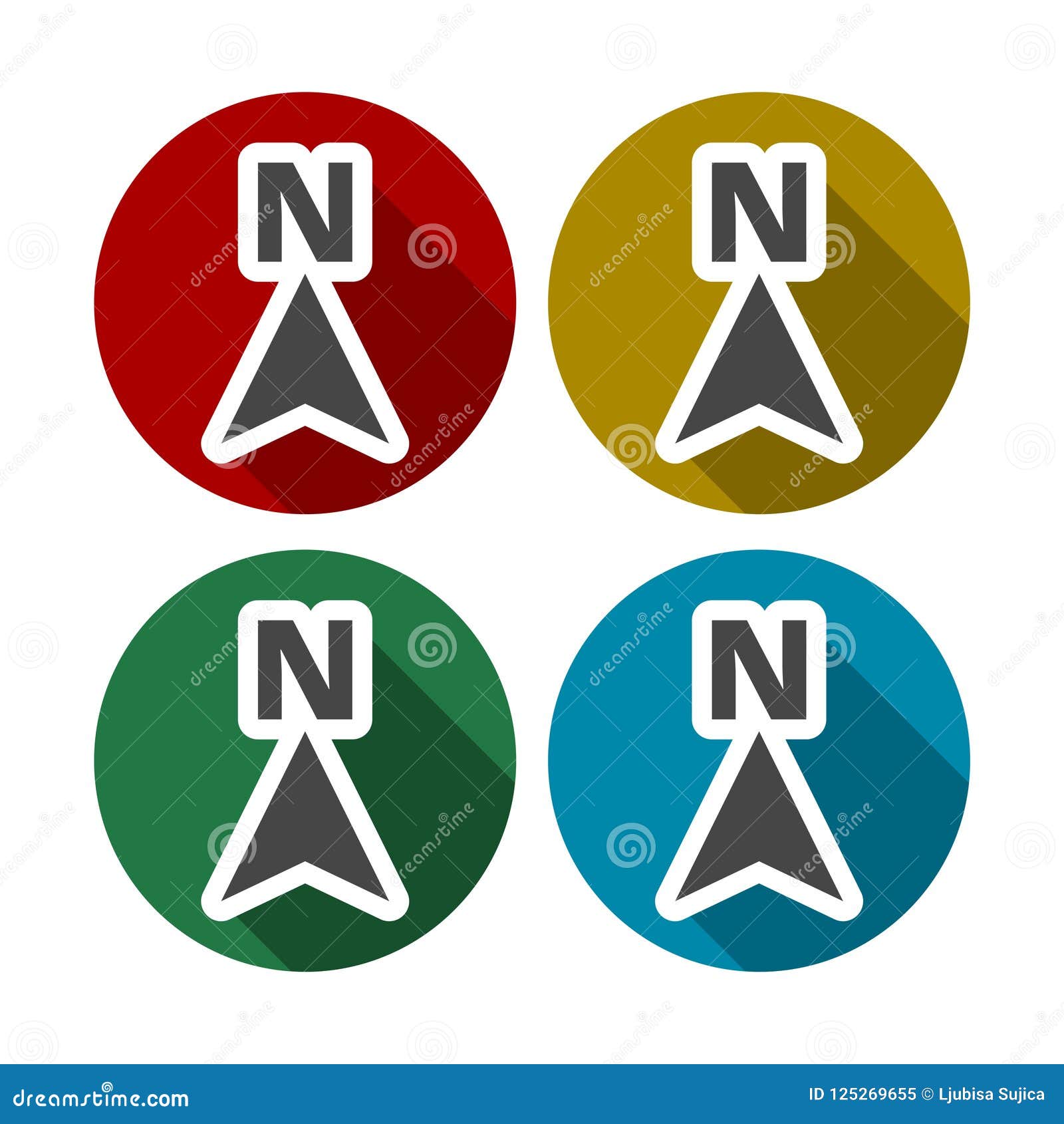 Flat Direction Arrow Icon Set, North Direction Compass Stock Vector ...