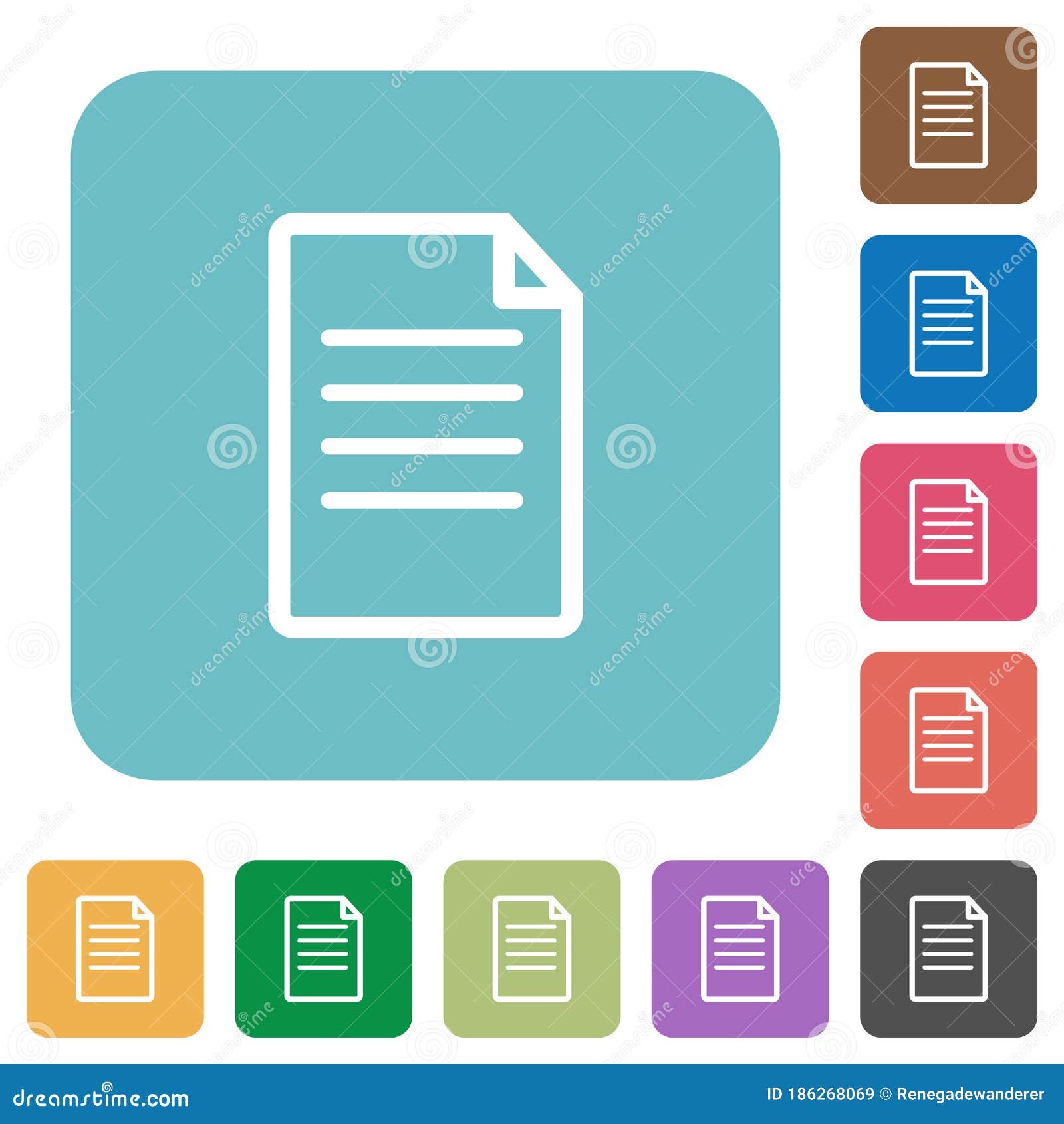 Flat document icons stock vector. Illustration of buttons - 186268069