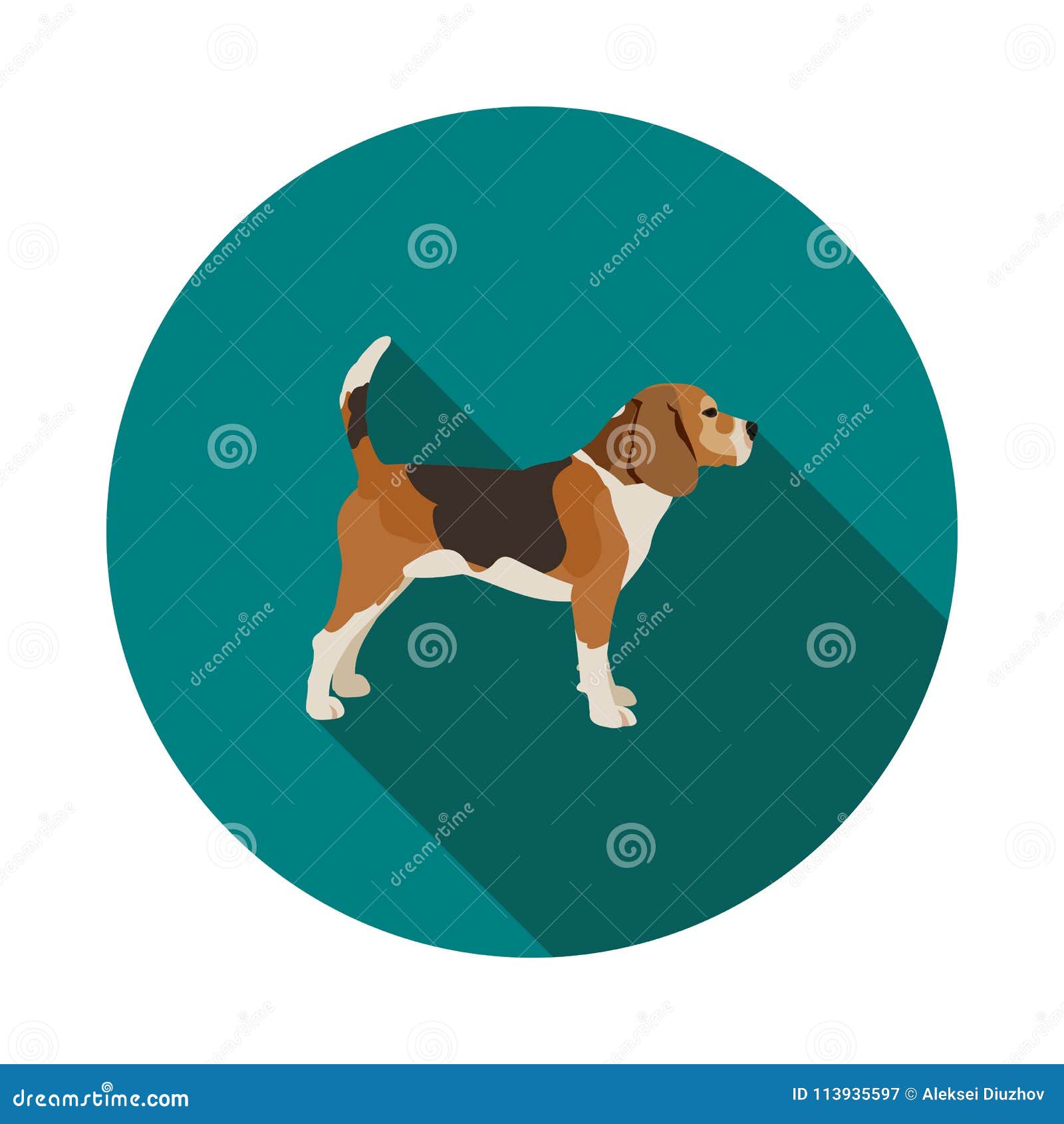 Flat dog Beagle icon stock vector. Illustration of hound - 113935597