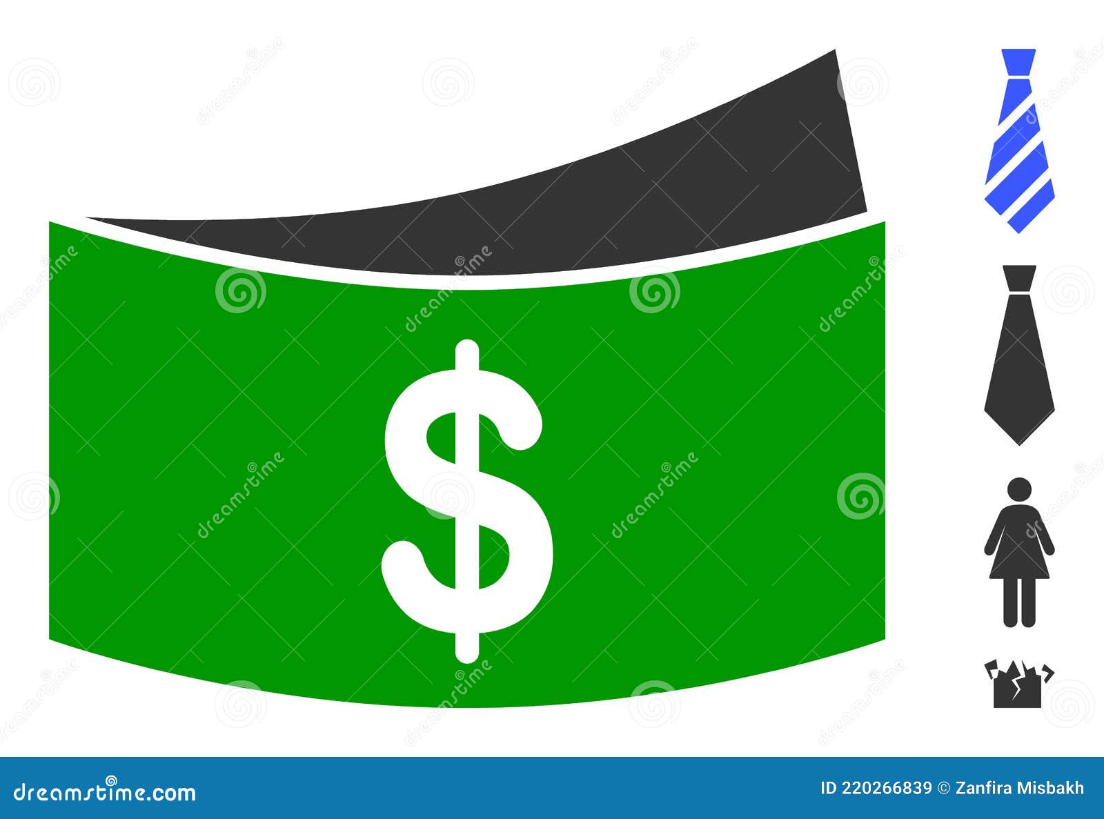 Flat Dollar Bills Vector Icon Illustration Stock Vector - Illustration ...