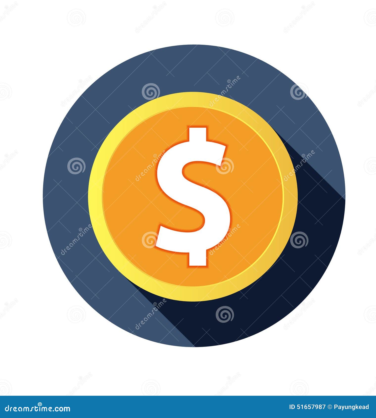 Flat Dollar Icon with Long Shadow Stock Vector - Illustration of shield ...