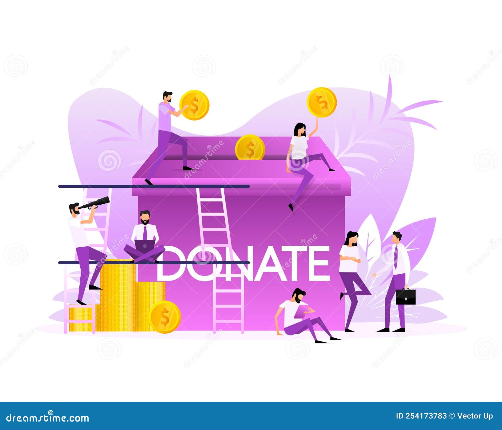 Flat Donate People for Concept Design. Flat Style People Vector ...