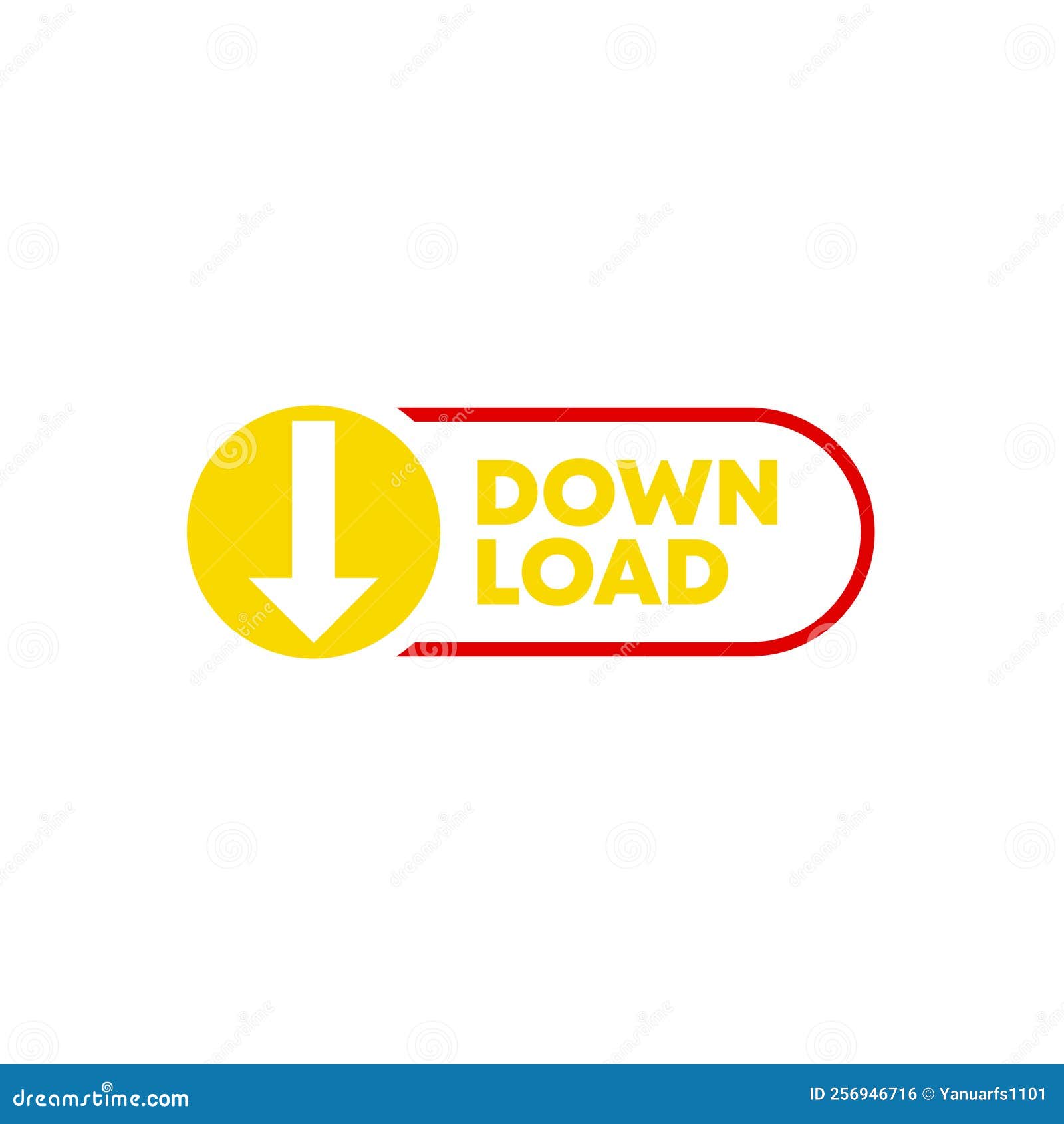 Flat Download Button Element Vector Stock Illustration - Illustration ...