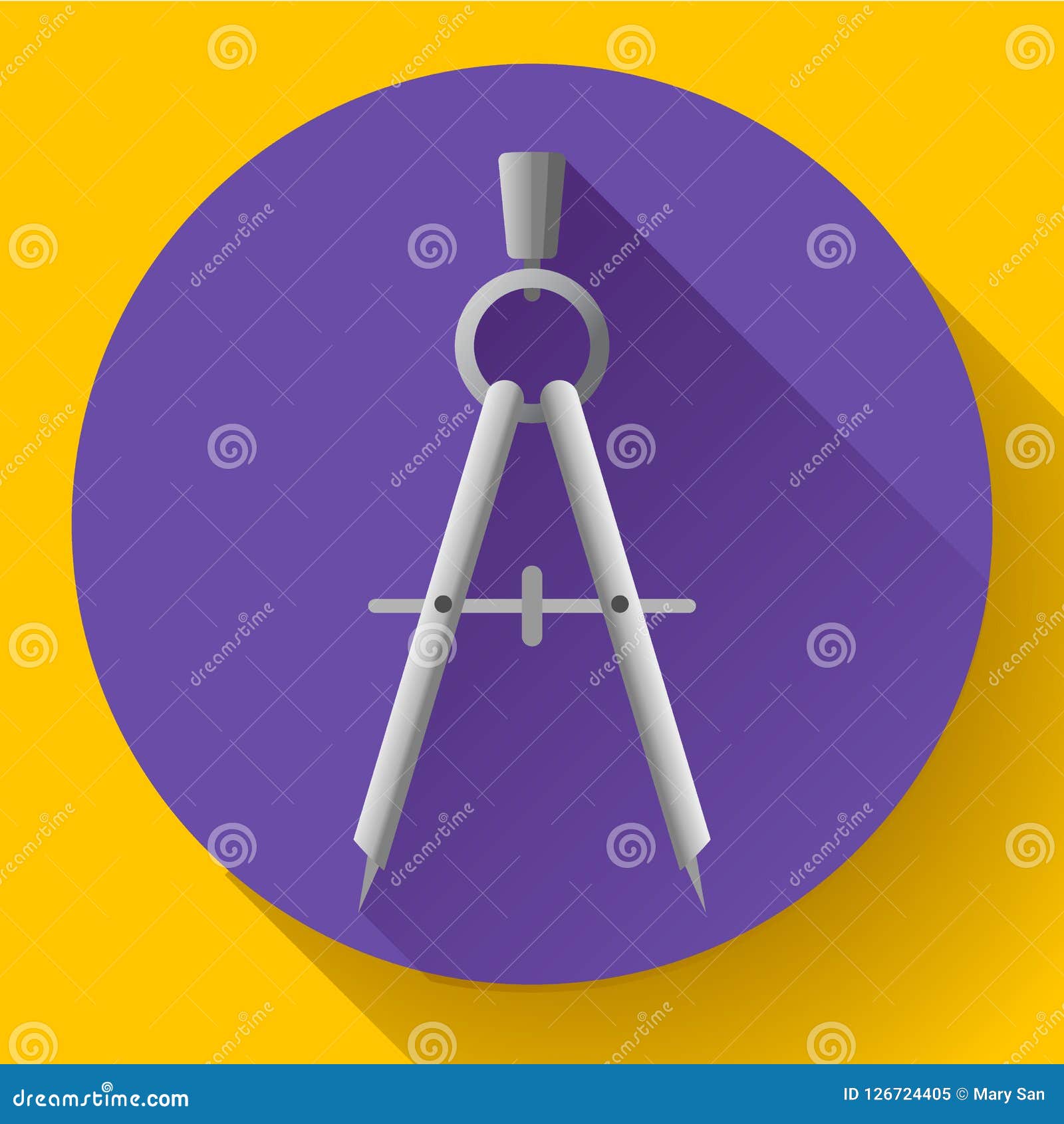 Flat Drawing Compass Icon - Geometry and Design Tool Vector. Stock ...