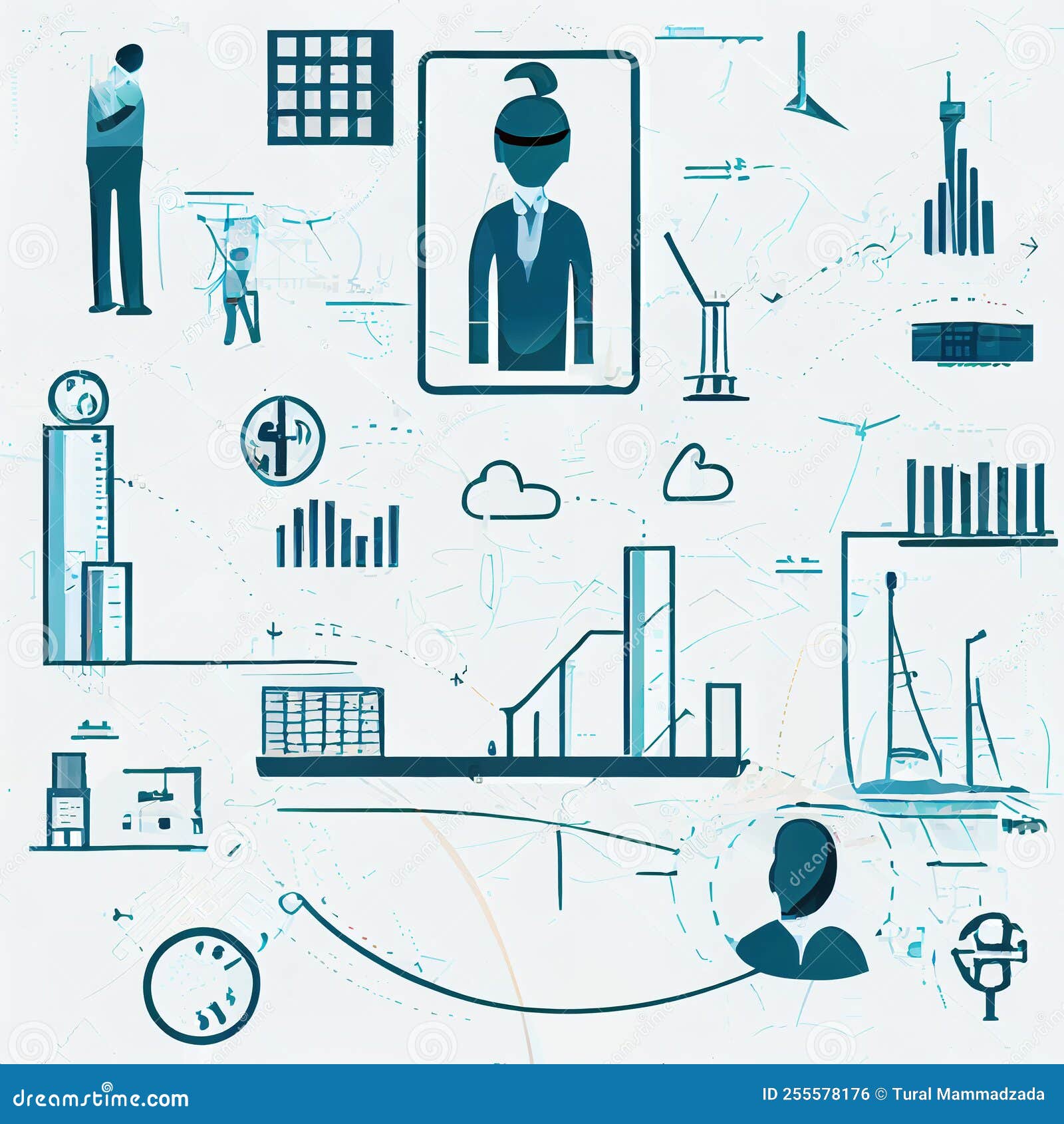 Flat Drawing of Infographics Stock Illustration - Illustration of ...