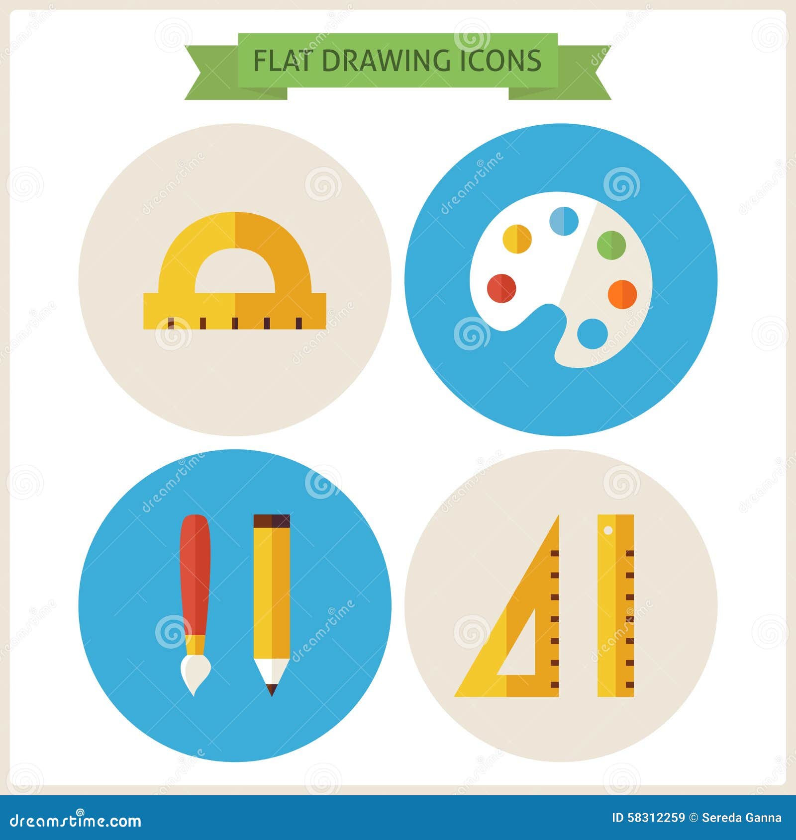 Flat Drawing Website Icons Set Stock Vector - Illustration of pictogram ...