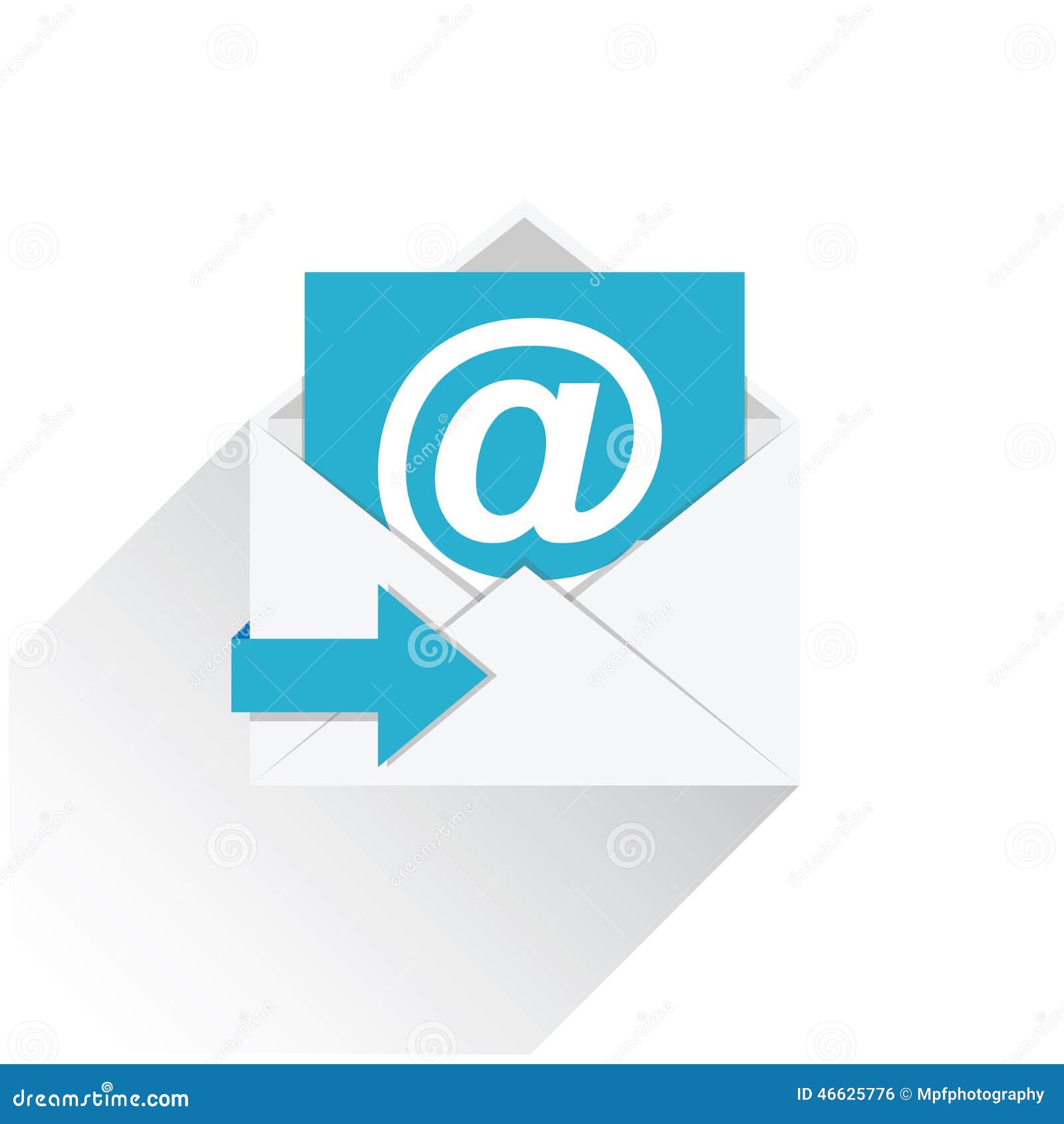 Flat E-mail Vector Icon with Long Shadow Isolated on White Stock Vector ...