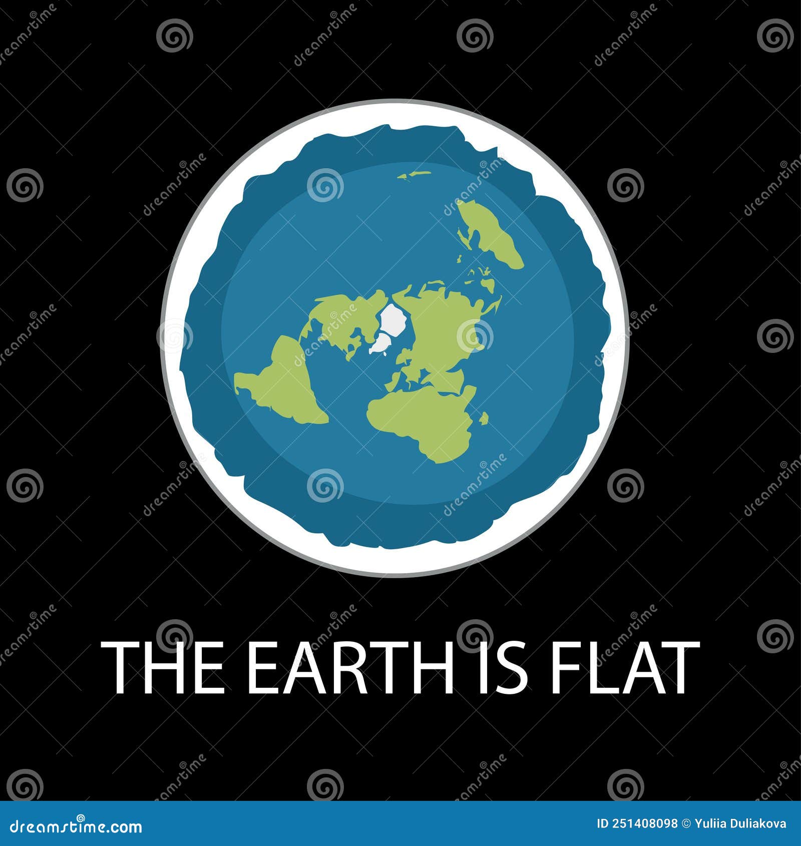 Flat Earth . Ancient Belief in Plane Globe in Form of Disk Stock Vector ...