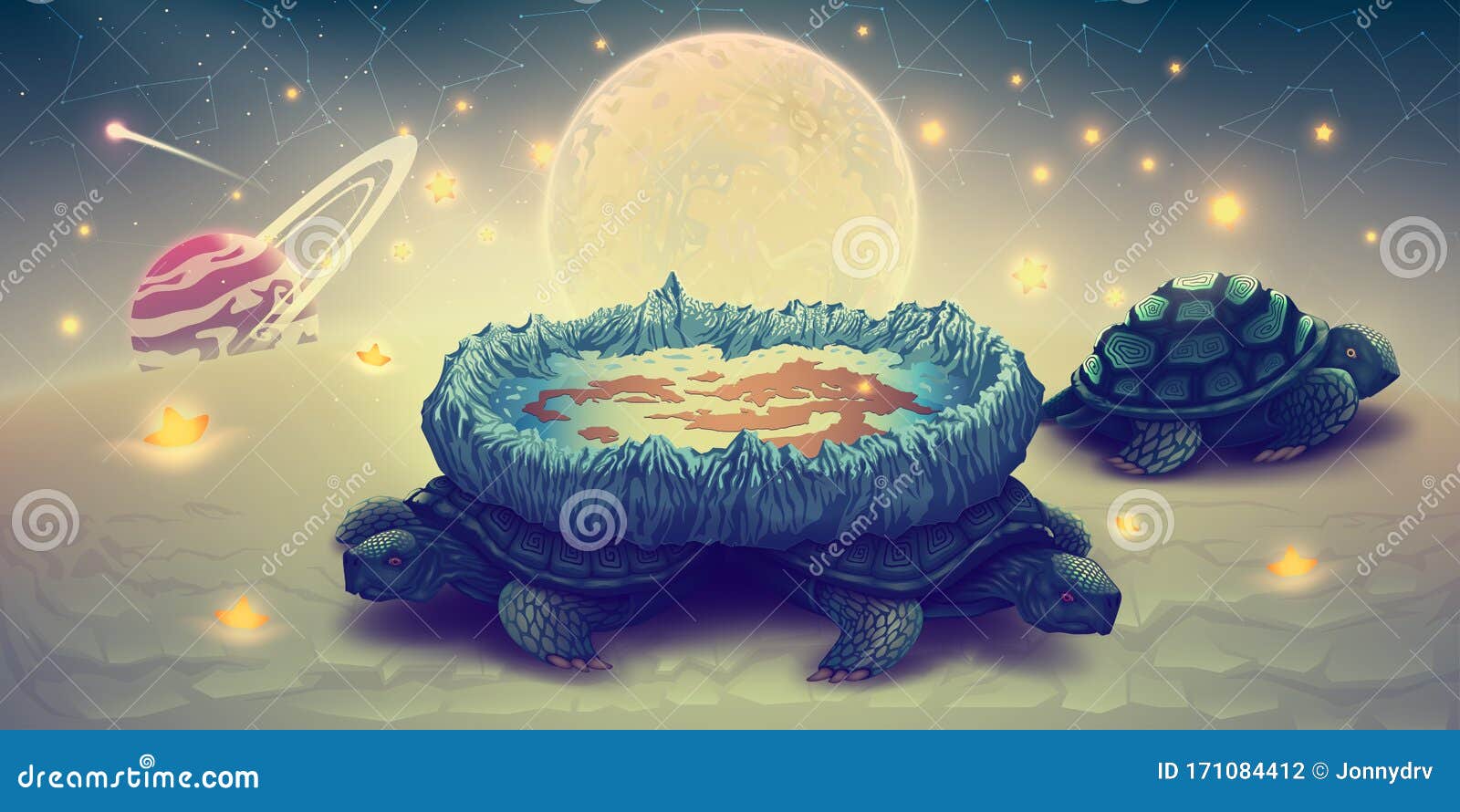 Flat Earth Model on a Three Turtles, Concept Cosmology of Flat World in ...