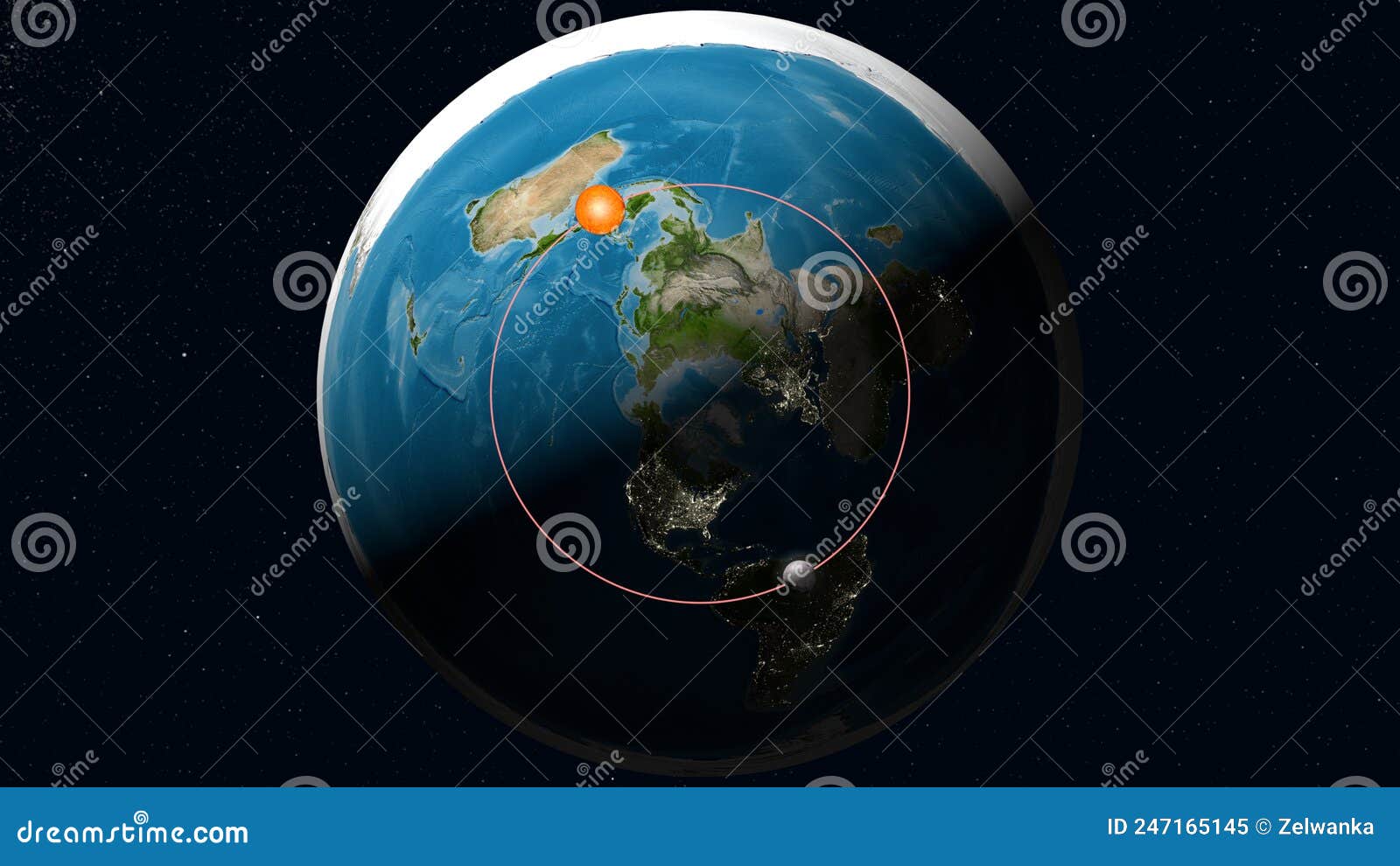 Flat Earth Model. Top view stock illustration. Illustration of layer ...