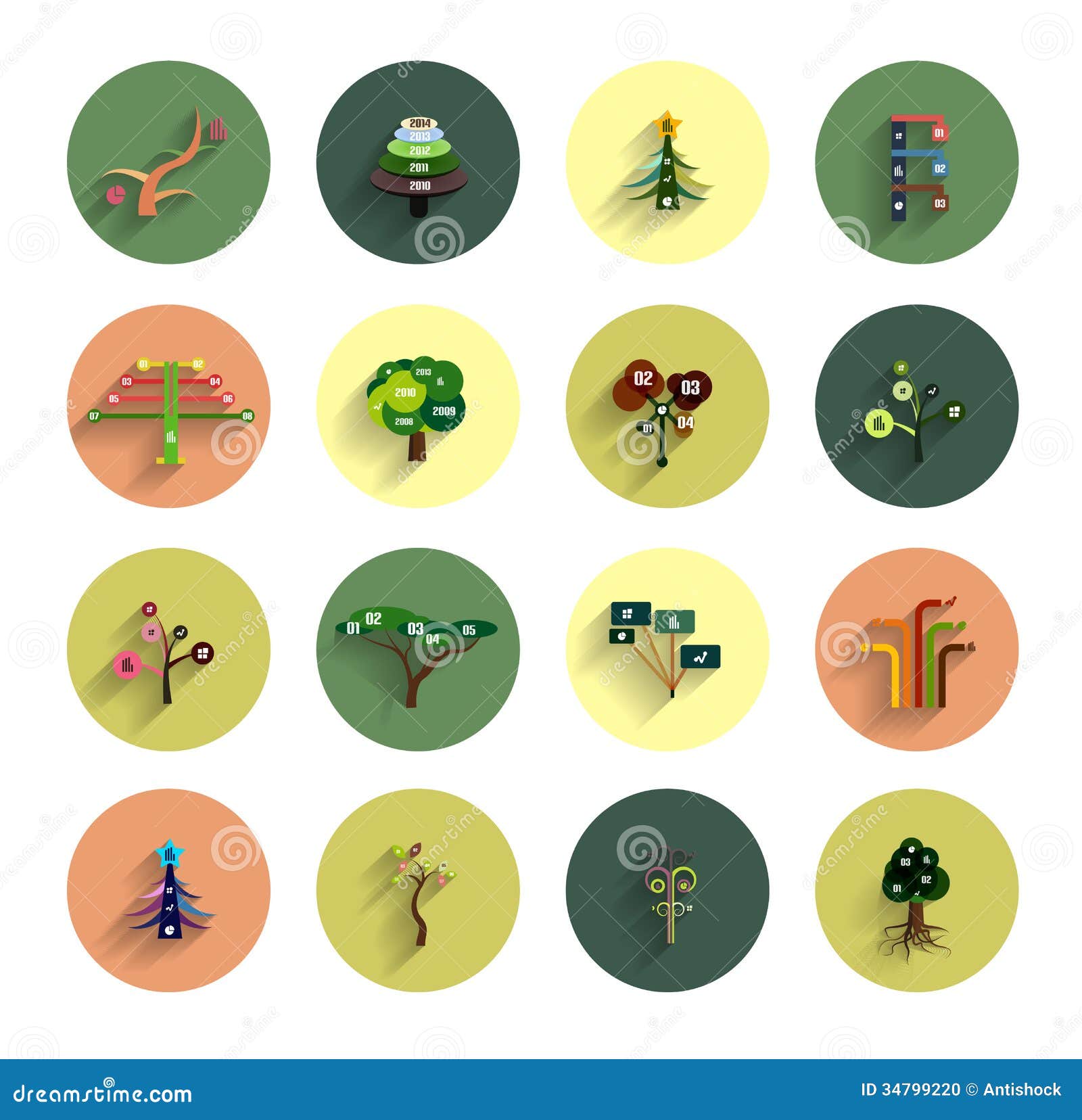 Flat Eco Tree Infographic Icon Design Templates Stock Illustration ...