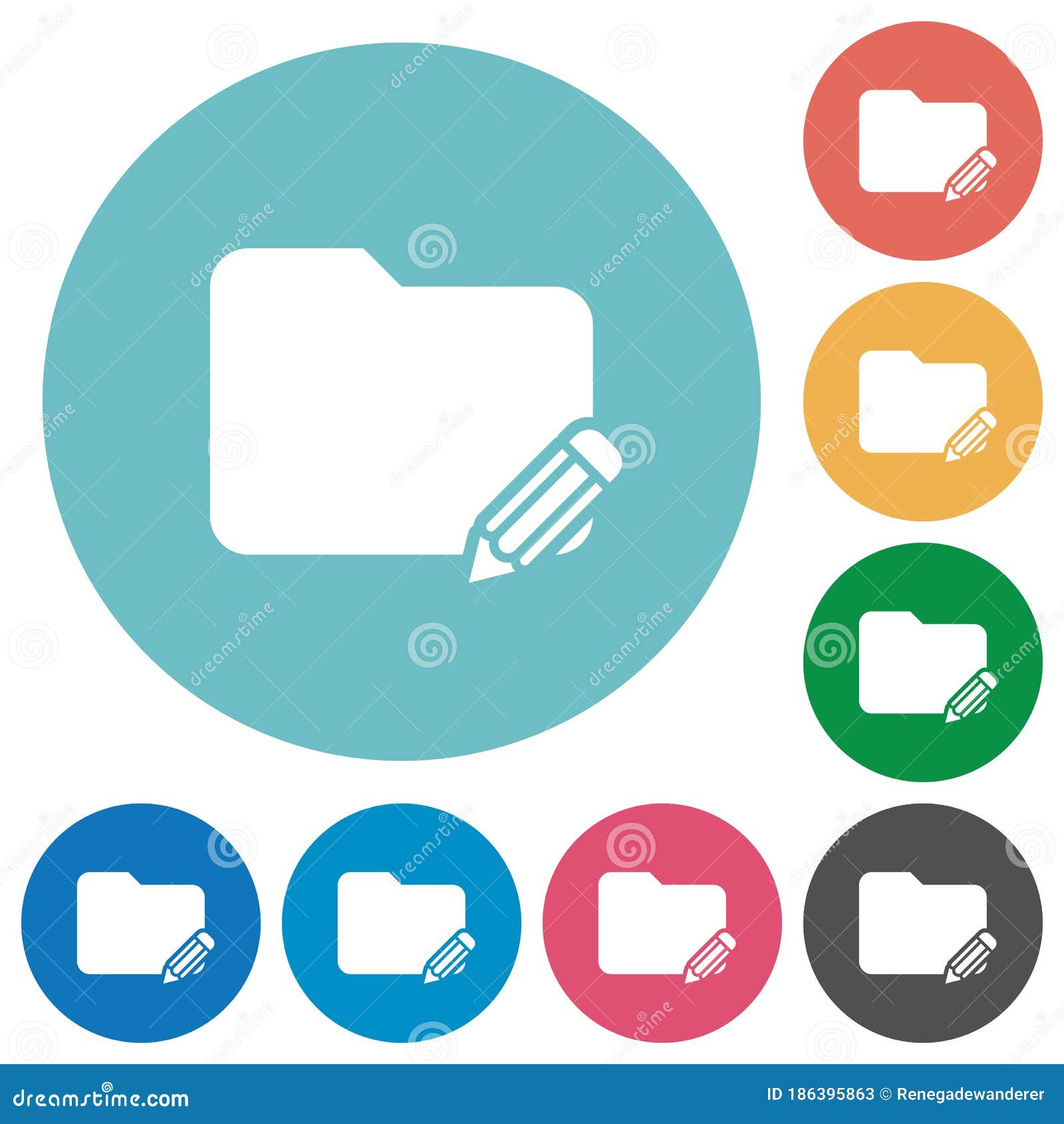 Flat edit folder icons stock vector. Illustration of computer - 186395863