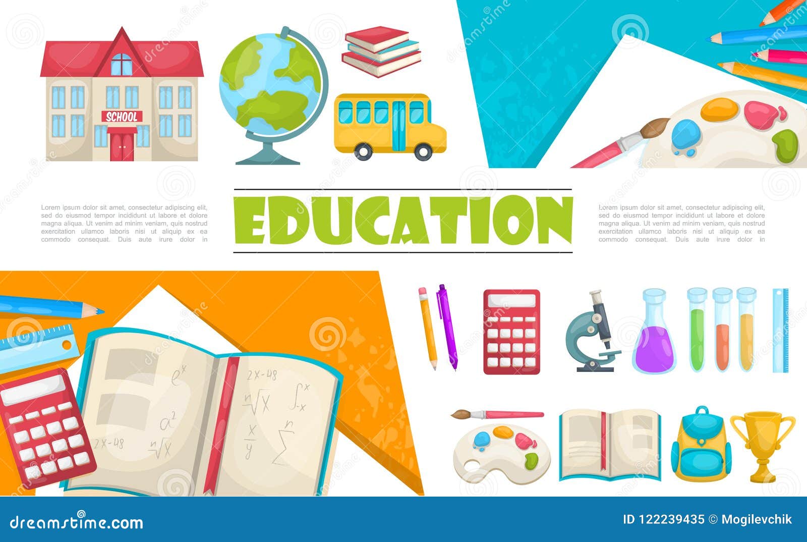 Flat Education Elements Composition Stock Vector - Illustration of alphabet, decorative: 122239435