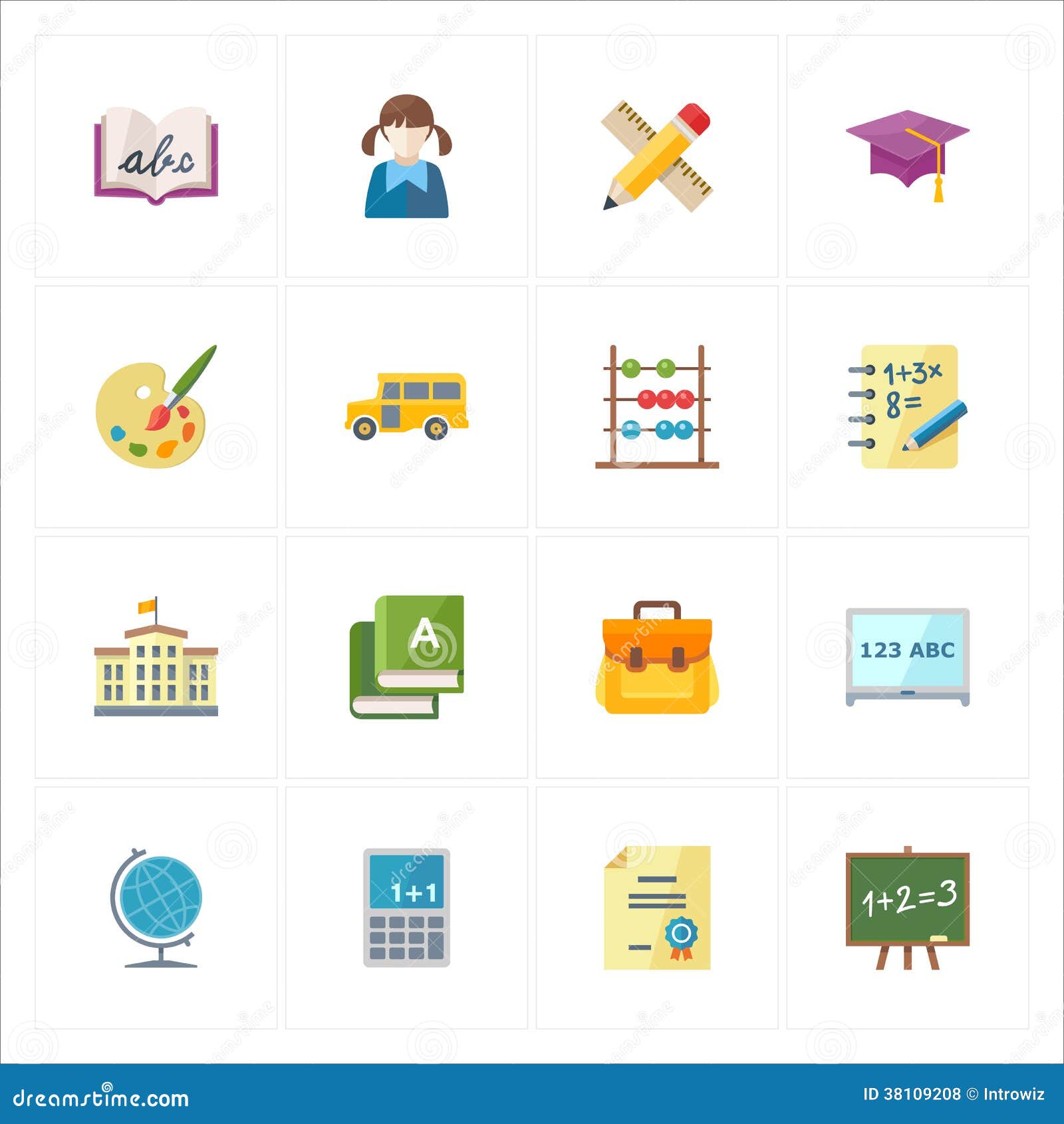 Flat Education Icons - Set 1 Stock Vector - Illustration of creativity ...