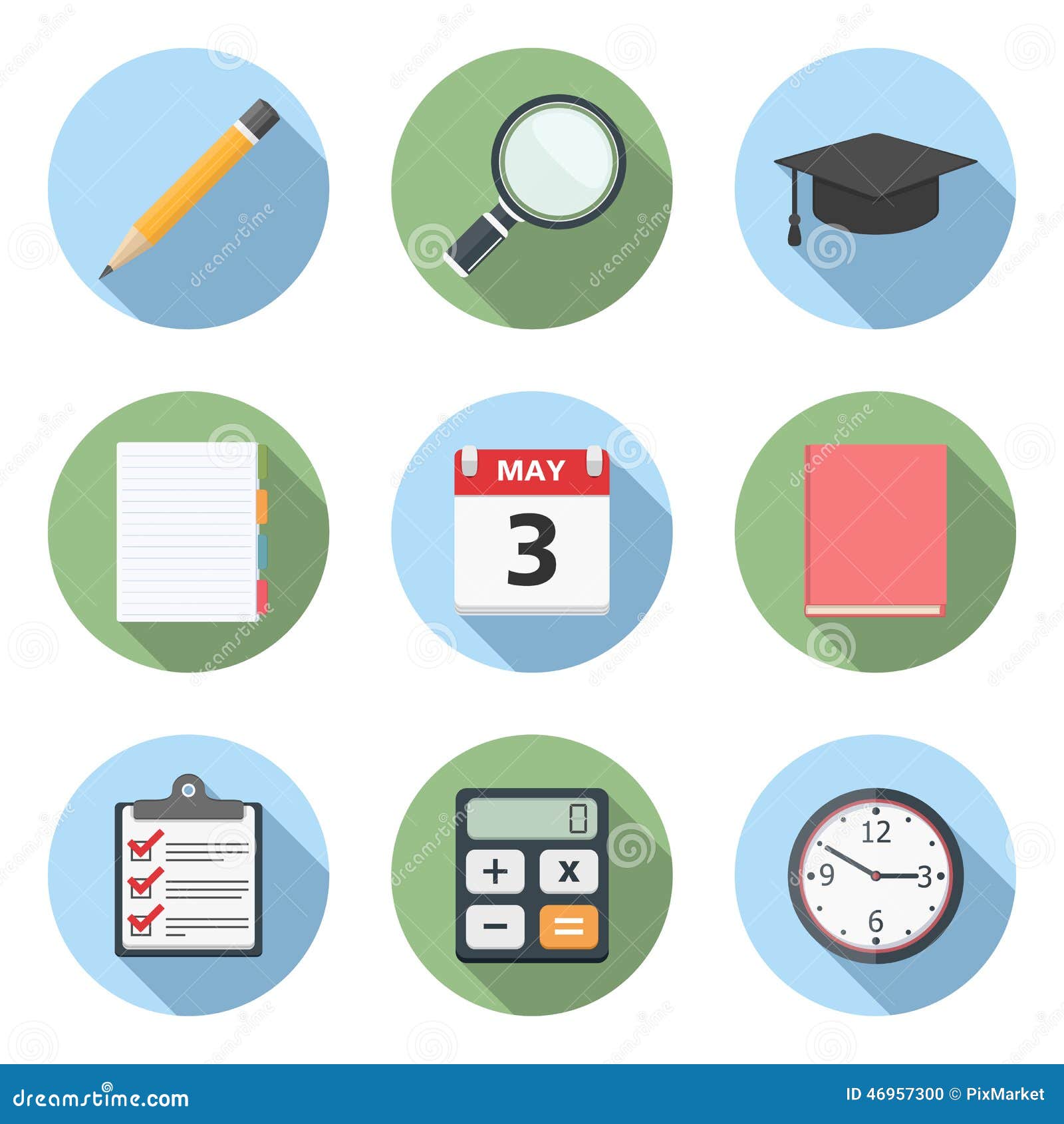 Flat Education Icons stock vector. Illustration of flat - 46957300
