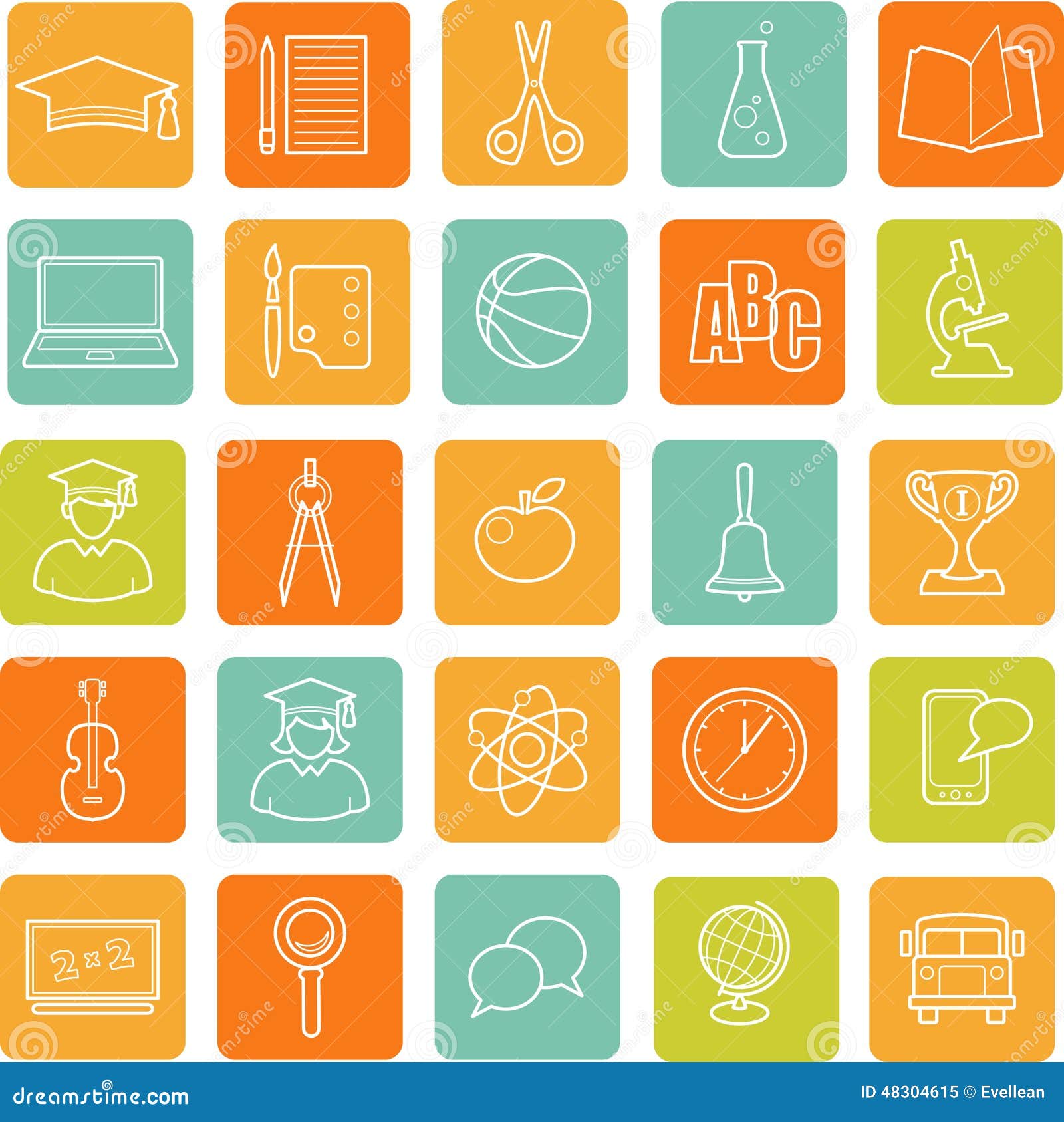 Flat education icons stock vector. Illustration of award - 48304615