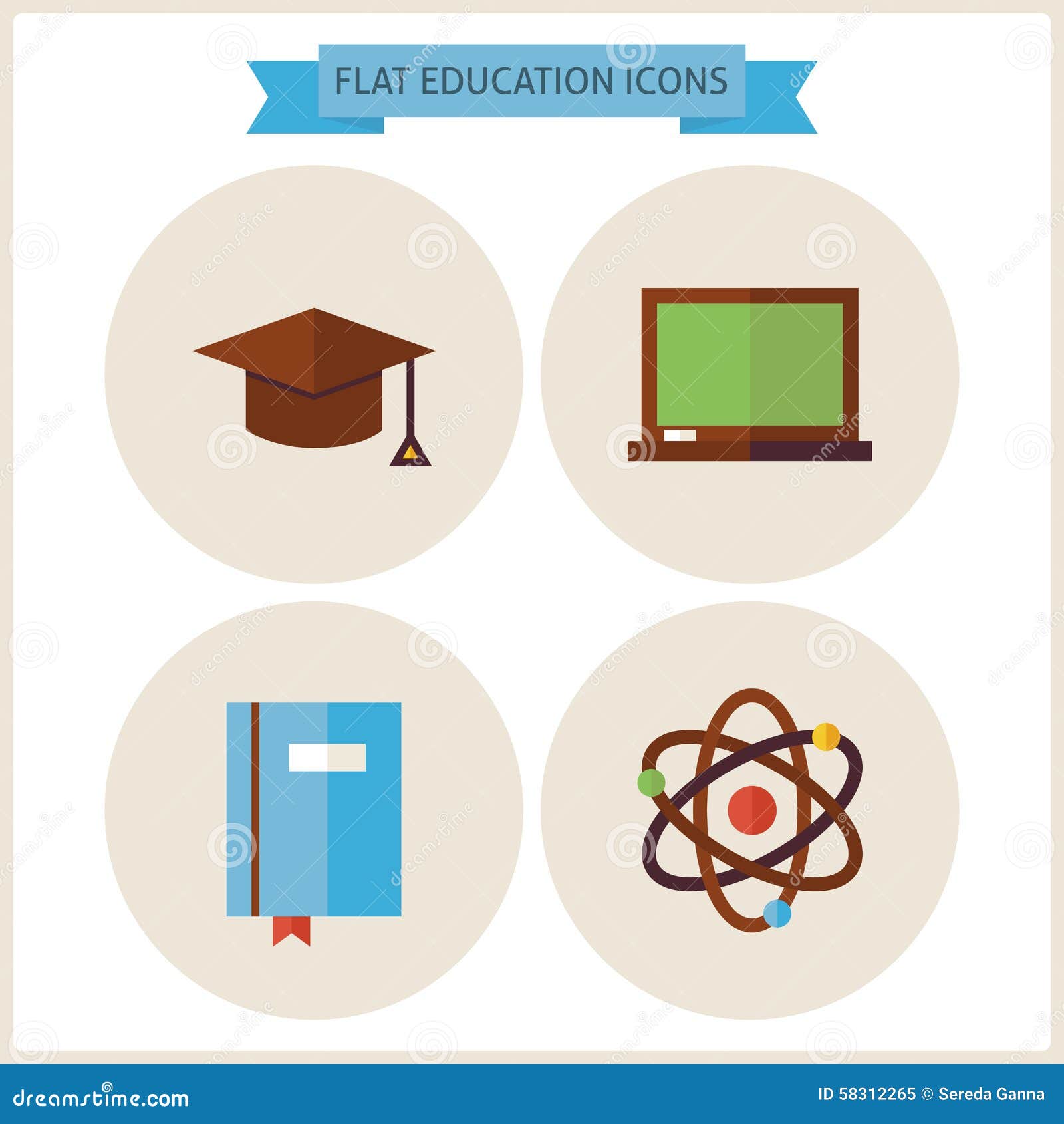 Flat Education Website Icons Set Stock Vector - Illustration of ...