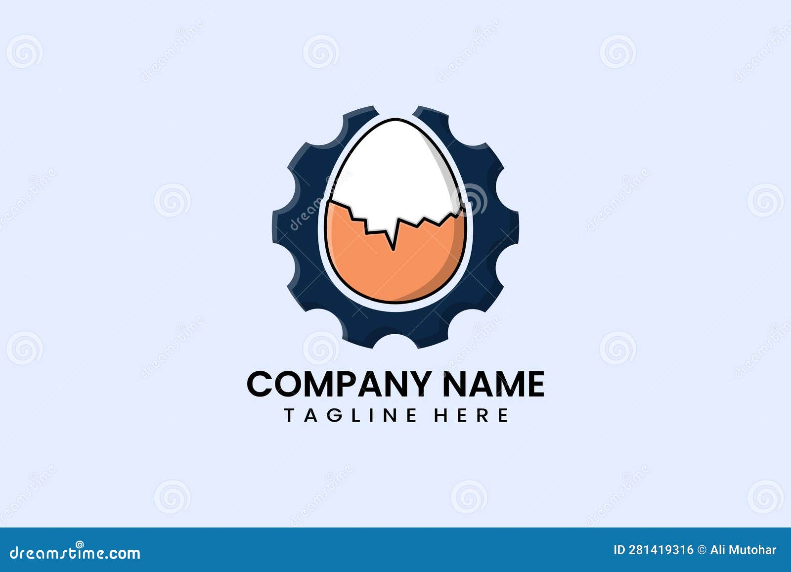 Flat Egg and Gear Mechanical Engineering Logo Icon Stock Vector ...