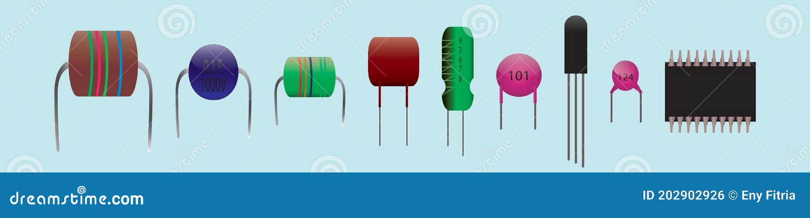 Flat Electronic Components Concept with Electric Circuit Board ...