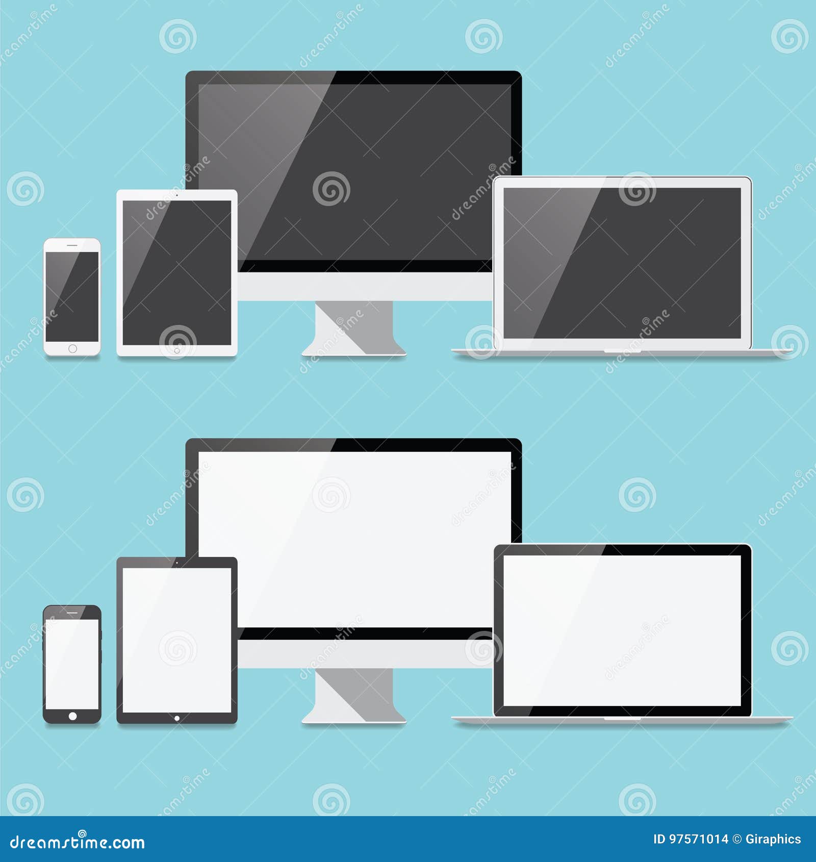 Flat Electronic Devices Set Stock Vector - Illustration of macbook ...