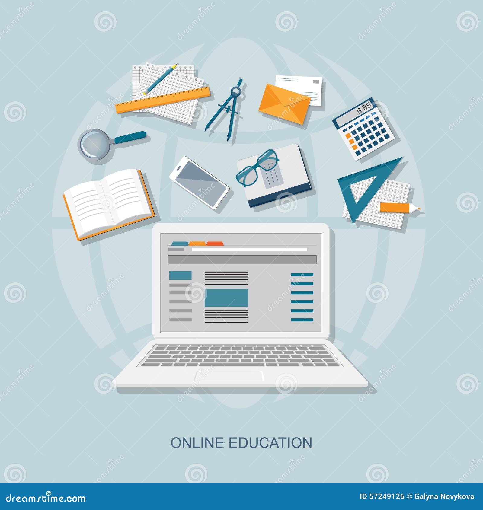 Flat elements of education stock vector. Illustration of date - 57249126